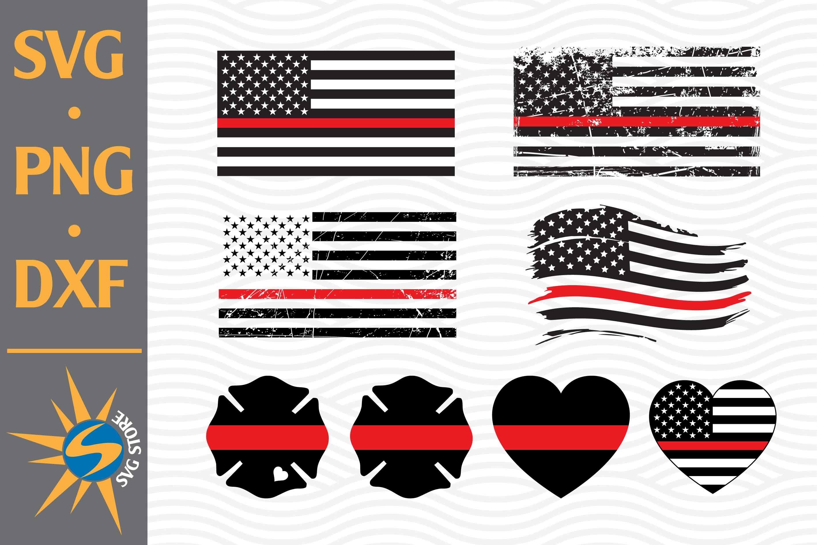 Thin Red US Flag SVG, PNG, DXF Digital Files Include (689702) | SVGs ...