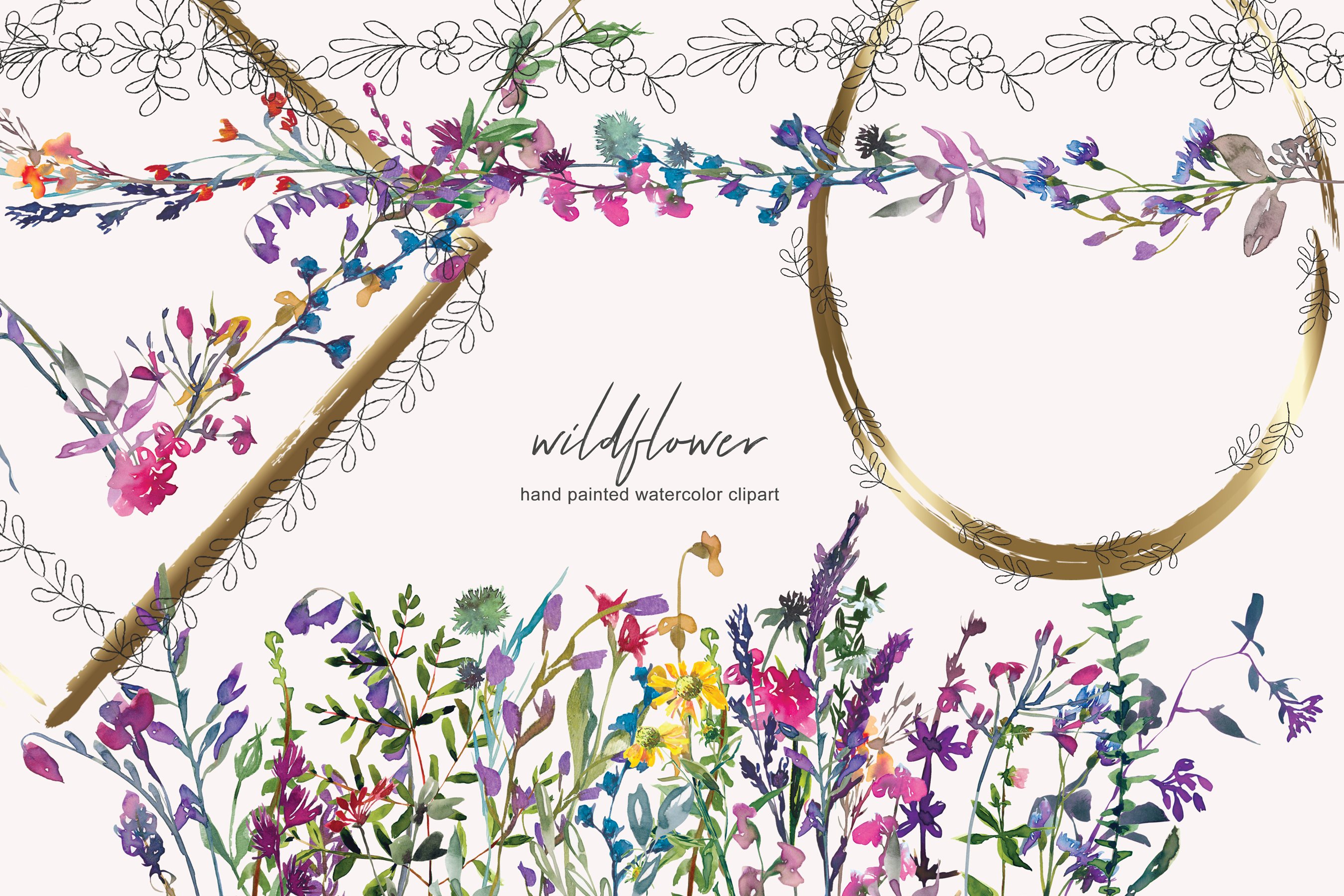 Watercolor Wildflower Clipart - Subtle Frame Collection (162290 ...