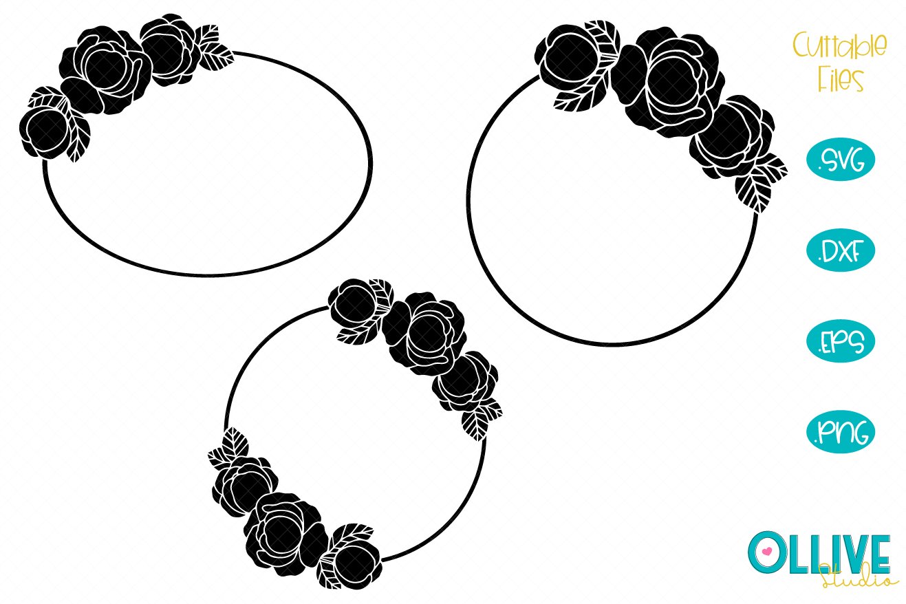 Floral Monogram Frame SVG Bundle (728798) | Cut Files | Design Bundles