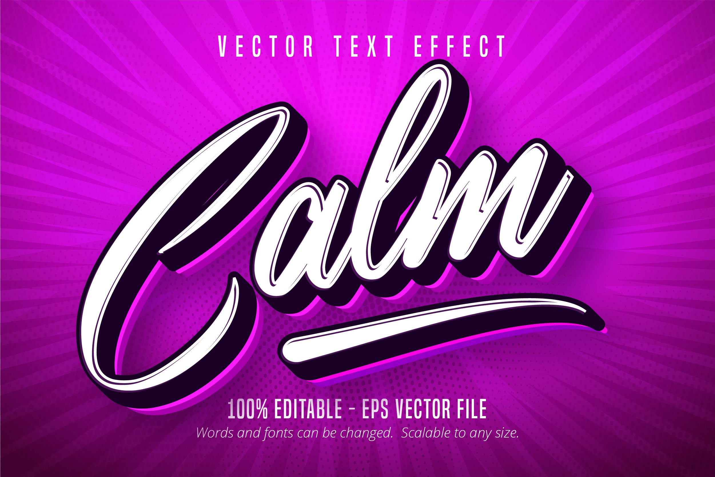 Calm text, pop art style editable text effect (823500) | Illustrator ...