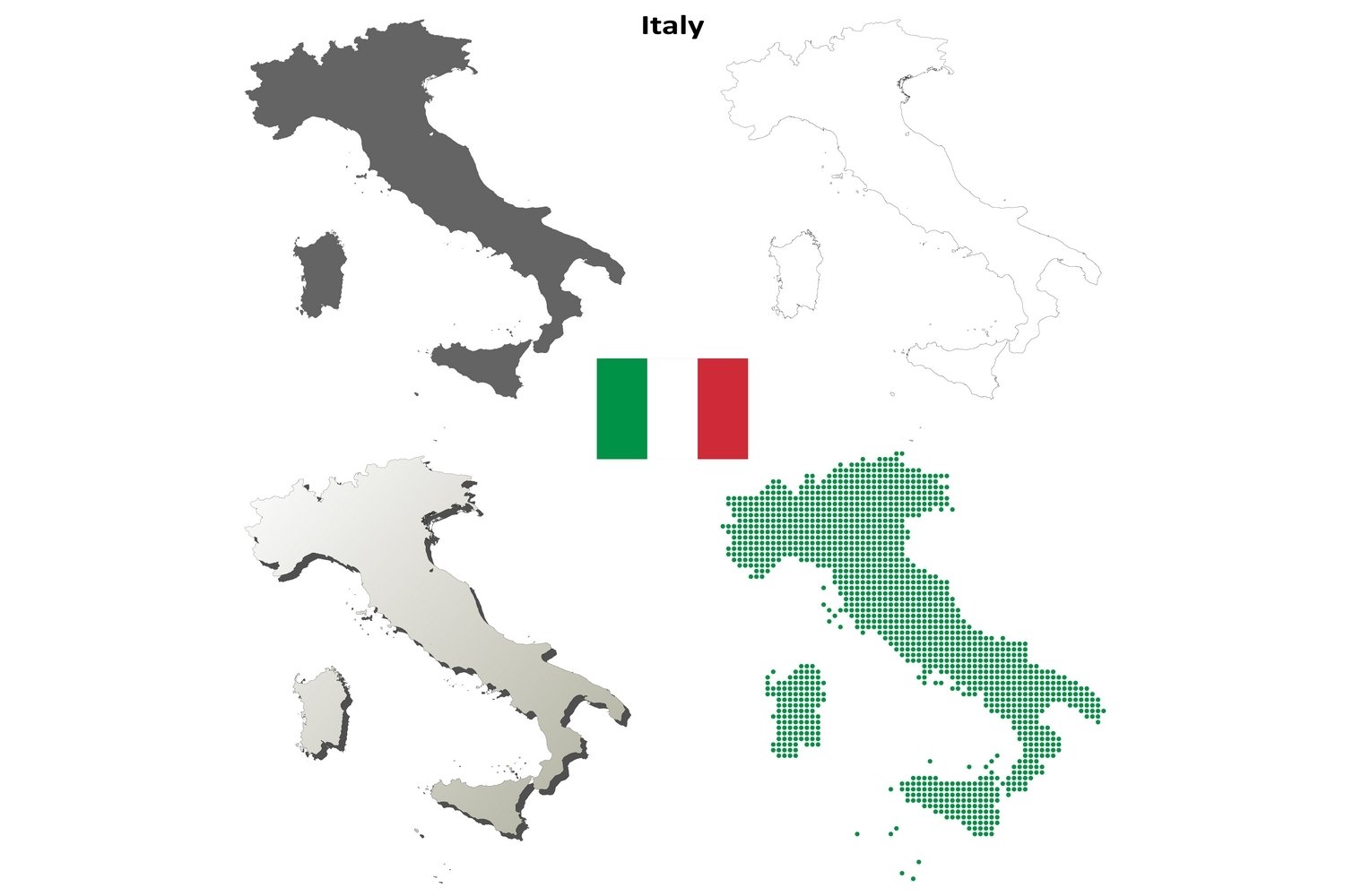 Italy outline map set (319961) | Illustrations | Design Bundles