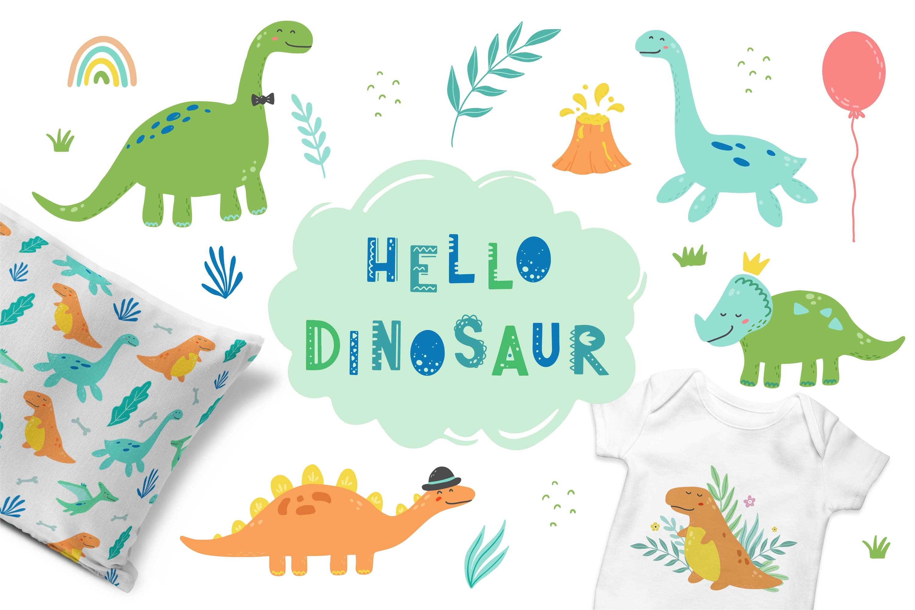 Hello Dinosaur (677816) | Illustrations | Design Bundles