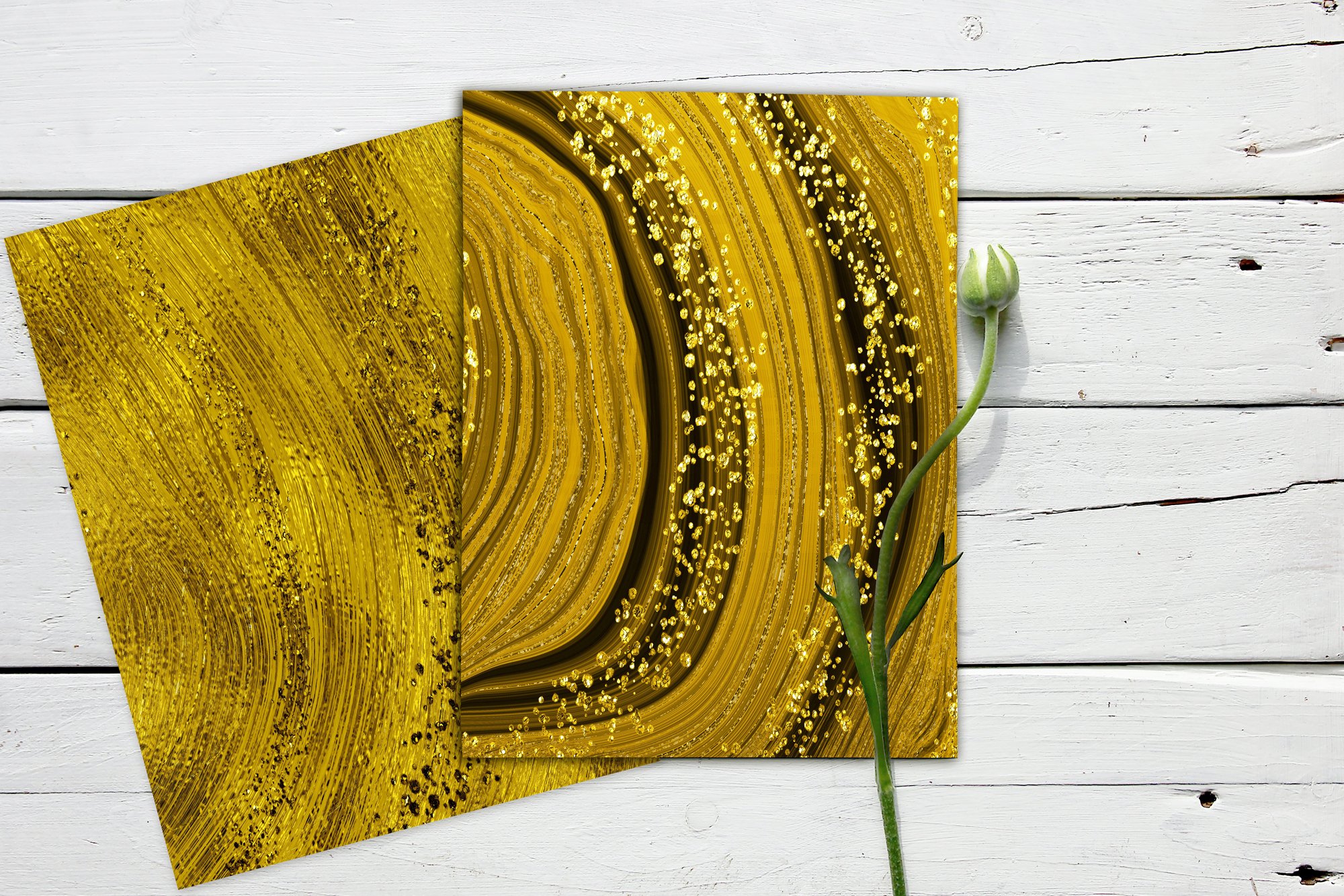 Gold & Green Agate Textures, Agate digital paper for Wedding (733135 ...