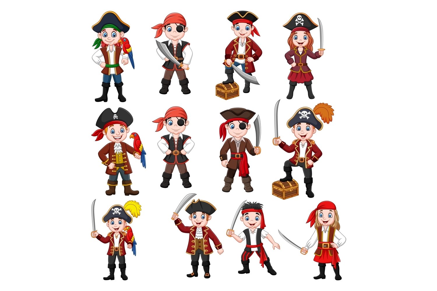 Cute Pirates Clipart Vector Set (794009) | Characters | Design Bundles