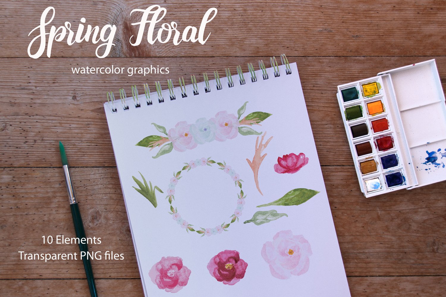 Spring Flowers Watercolor Graphics (1186880) | Elements | Design Bundles
