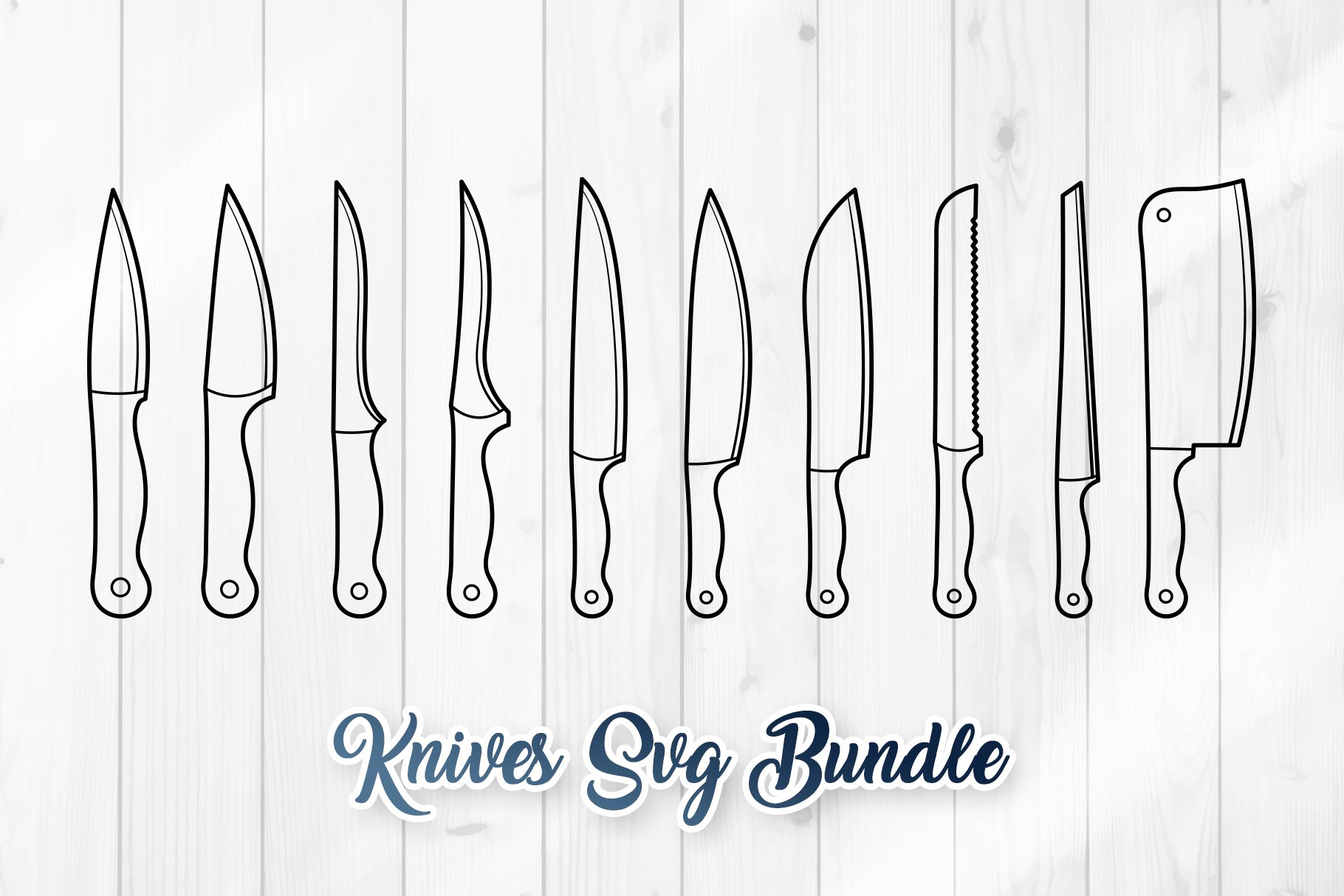 Kitchen Knives SVG Outline Clipart Set (1115618) | Cut Files | Design ...