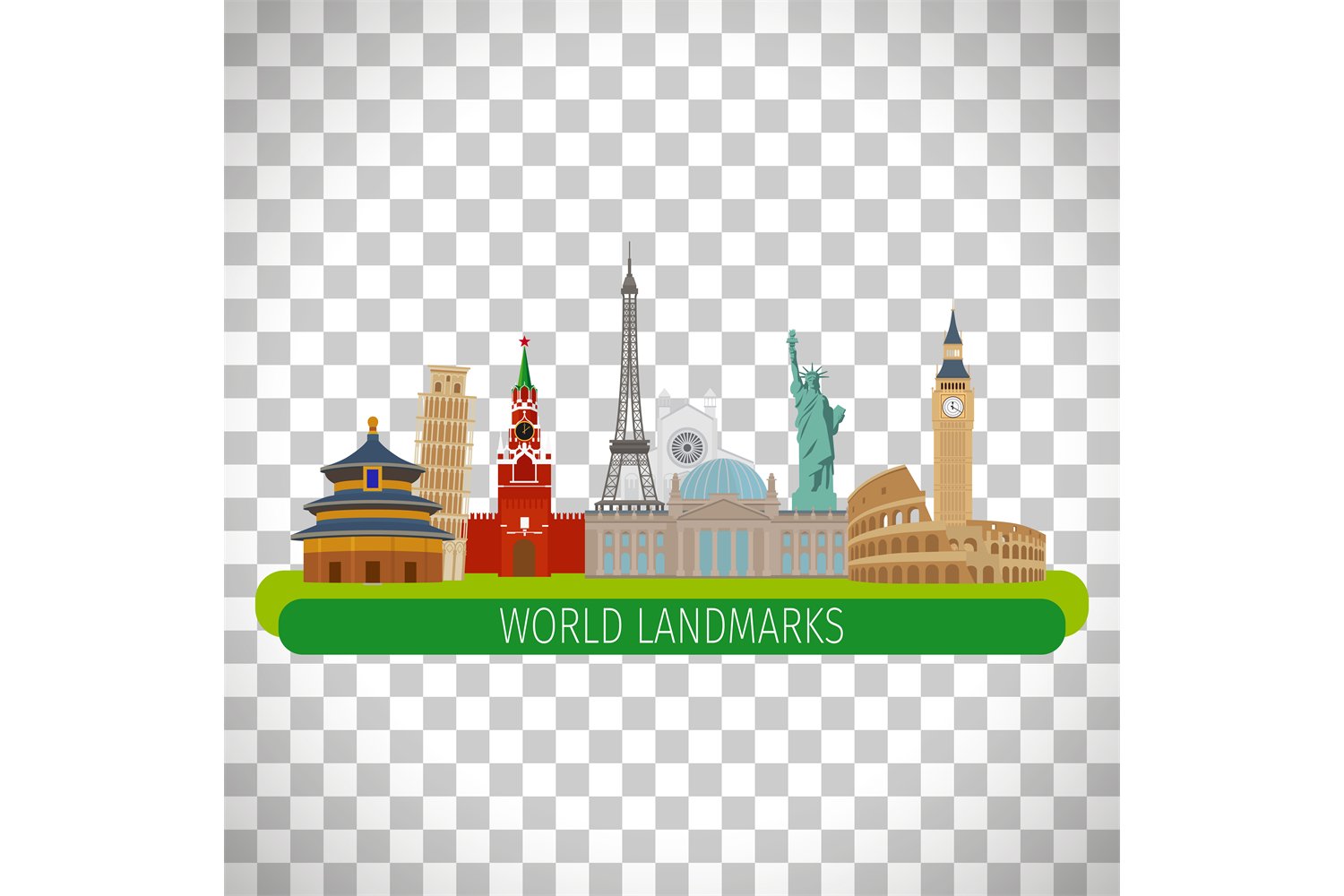 World landmarks on transparent background (862409) | Illustrations ...