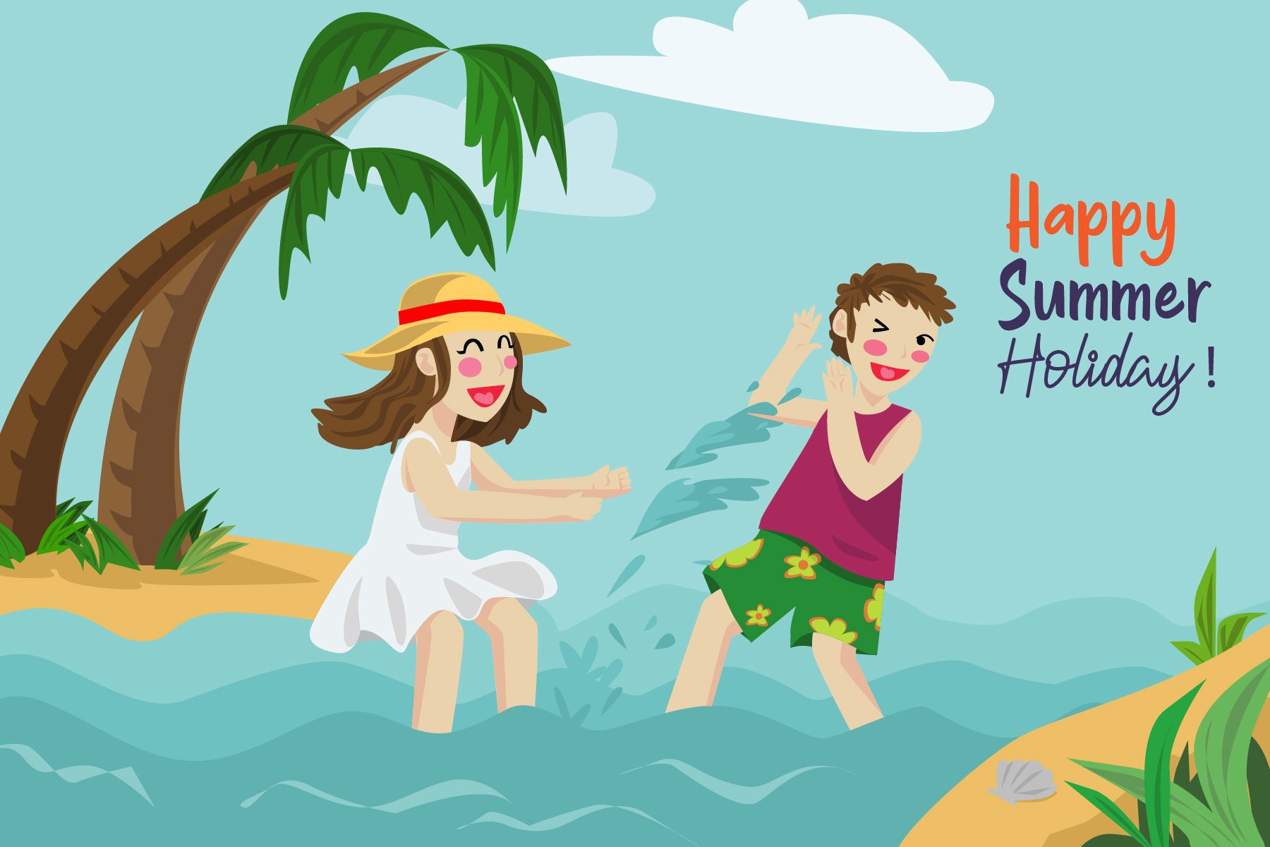 happy summer holiday - Vector Illustration