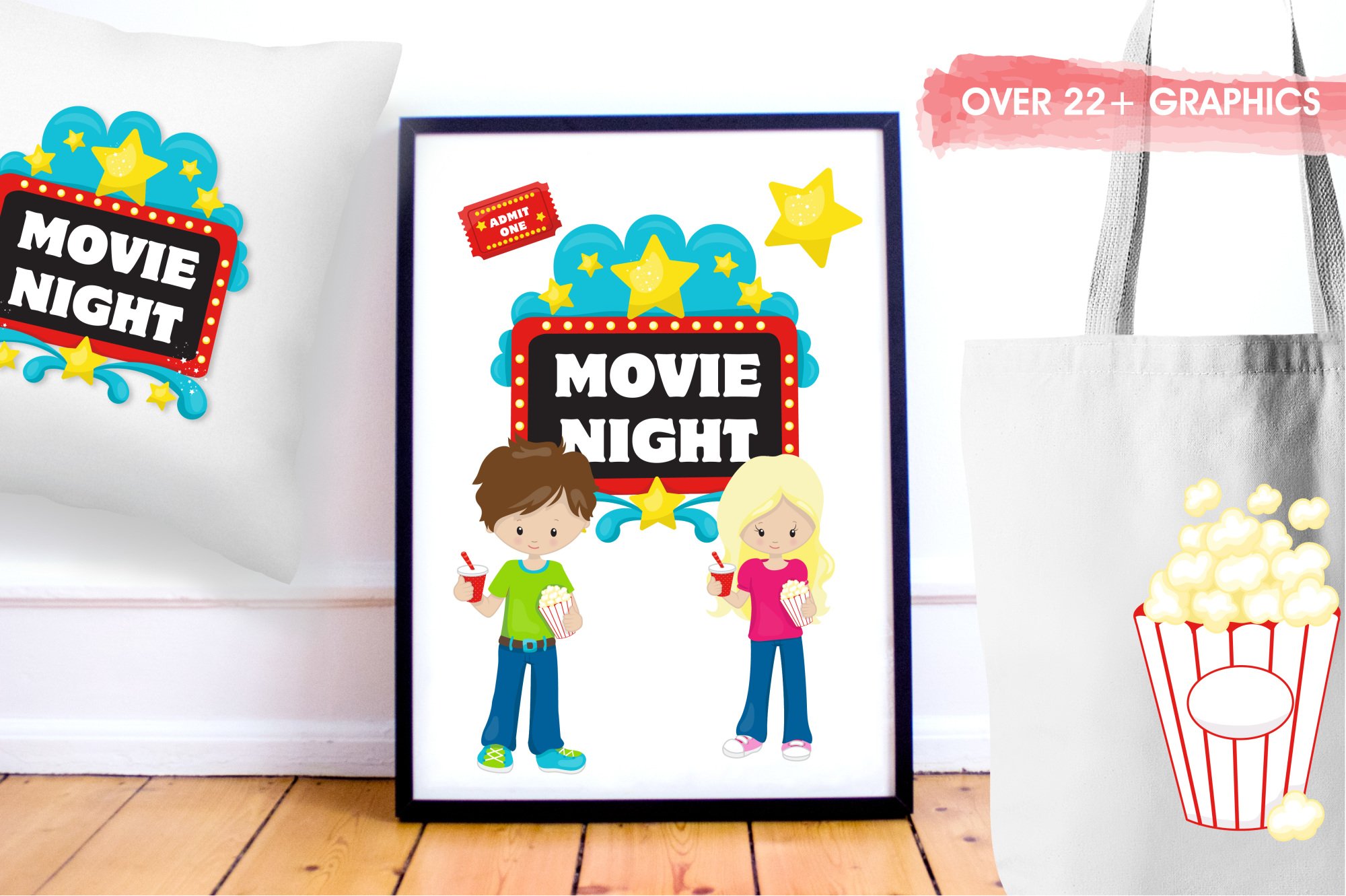 Movie Night graphics and illustrations (14588) | Illustrations | Design ...