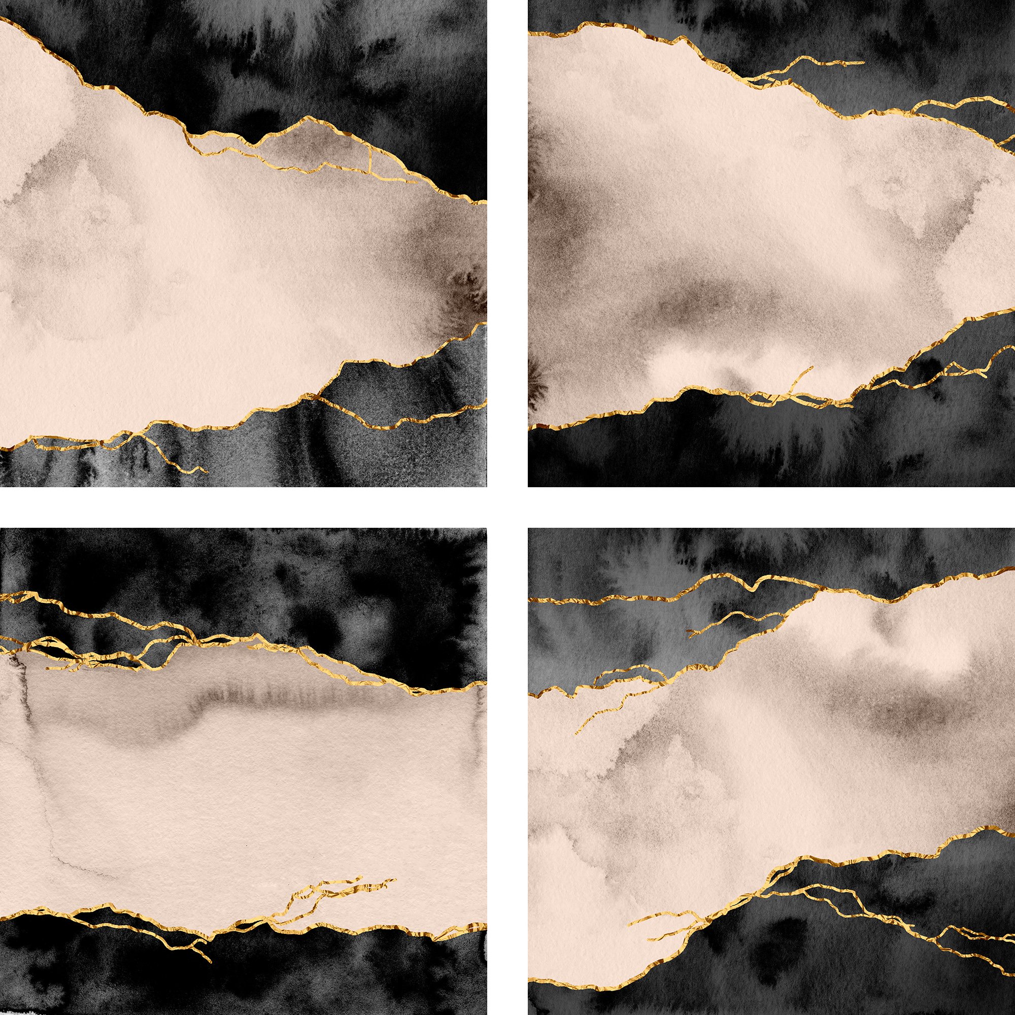 Black Watercolor & Gold Textures (280298) | Backgrounds | Design Bundles