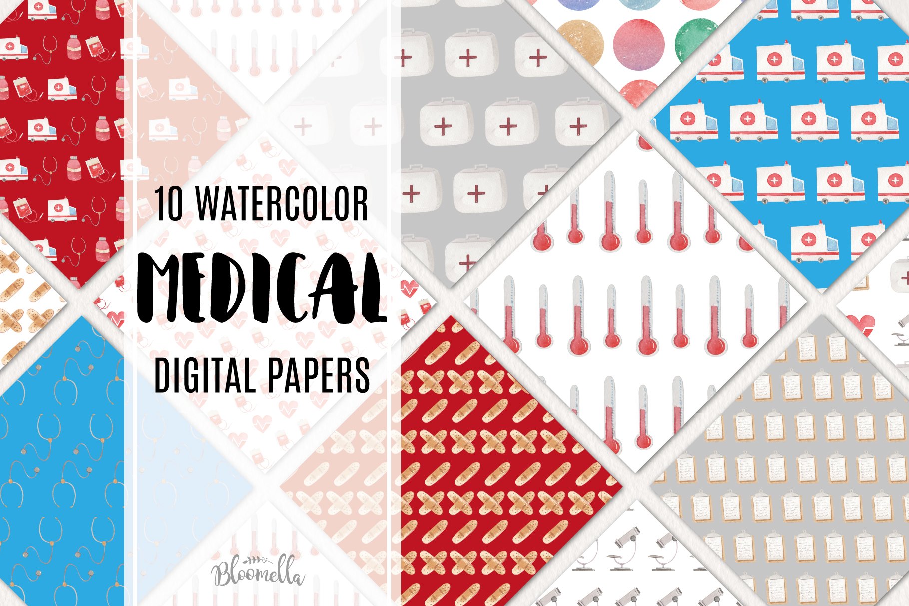 Medical Seamless Patterns Digital Paper Studio Doctor Nurse
