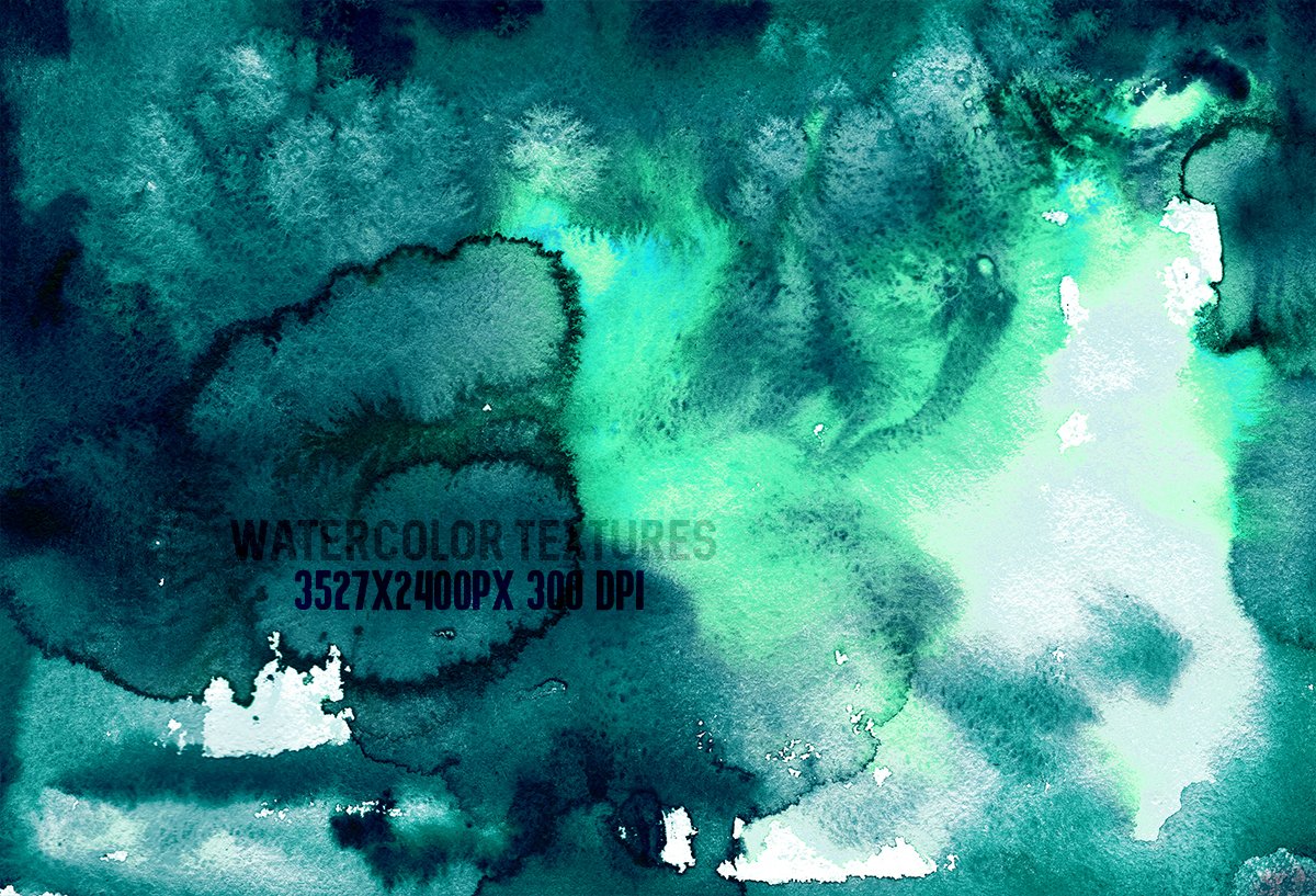 8 Teal watercolor textures, HQ 3527x2400px 300 DPI JPG (23510 ...