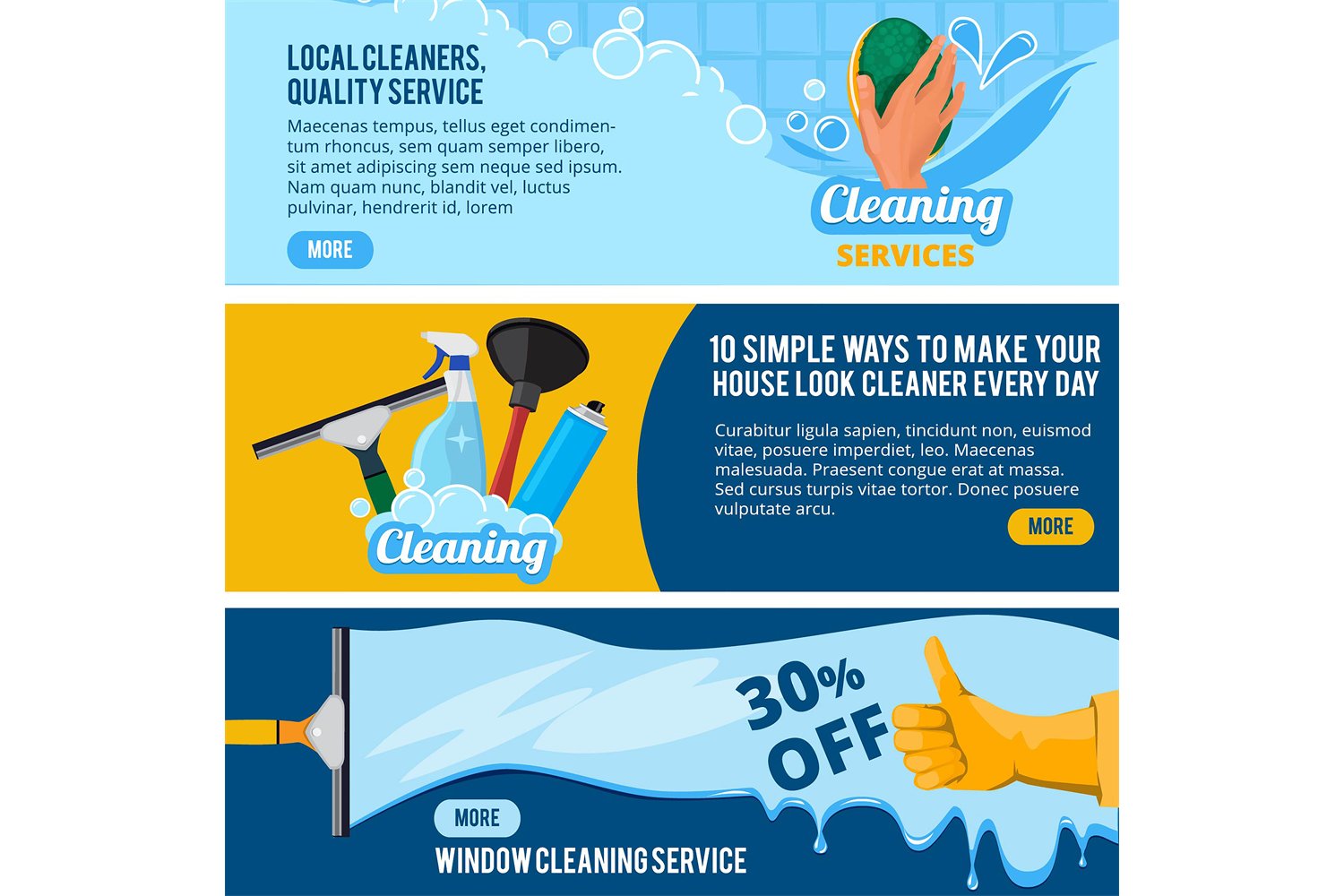 Banners set with concept illustrations of cleaning service t (824746 ...