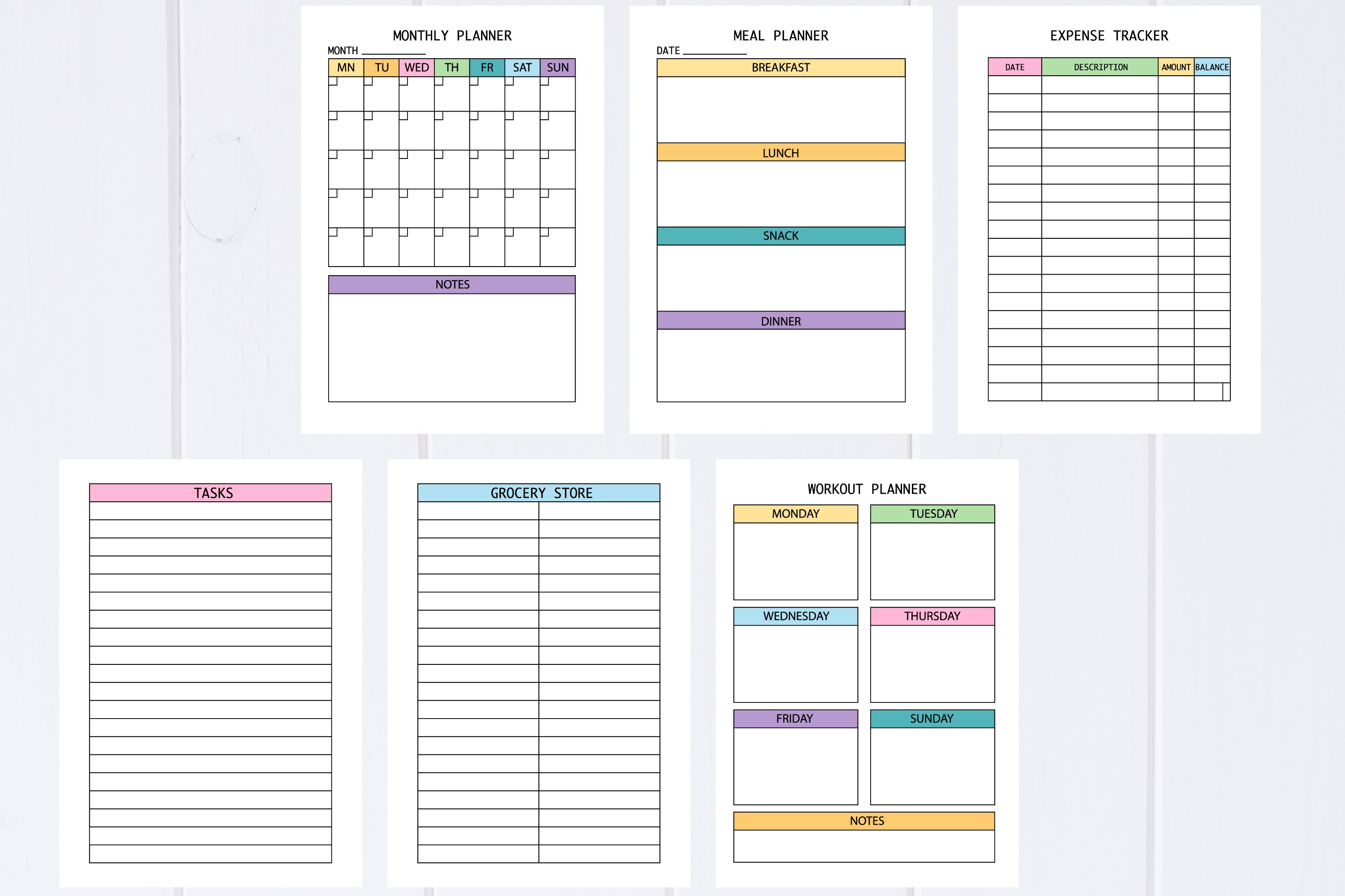12 Planner pages A4 size, printable digital templates bundle (881623 ...