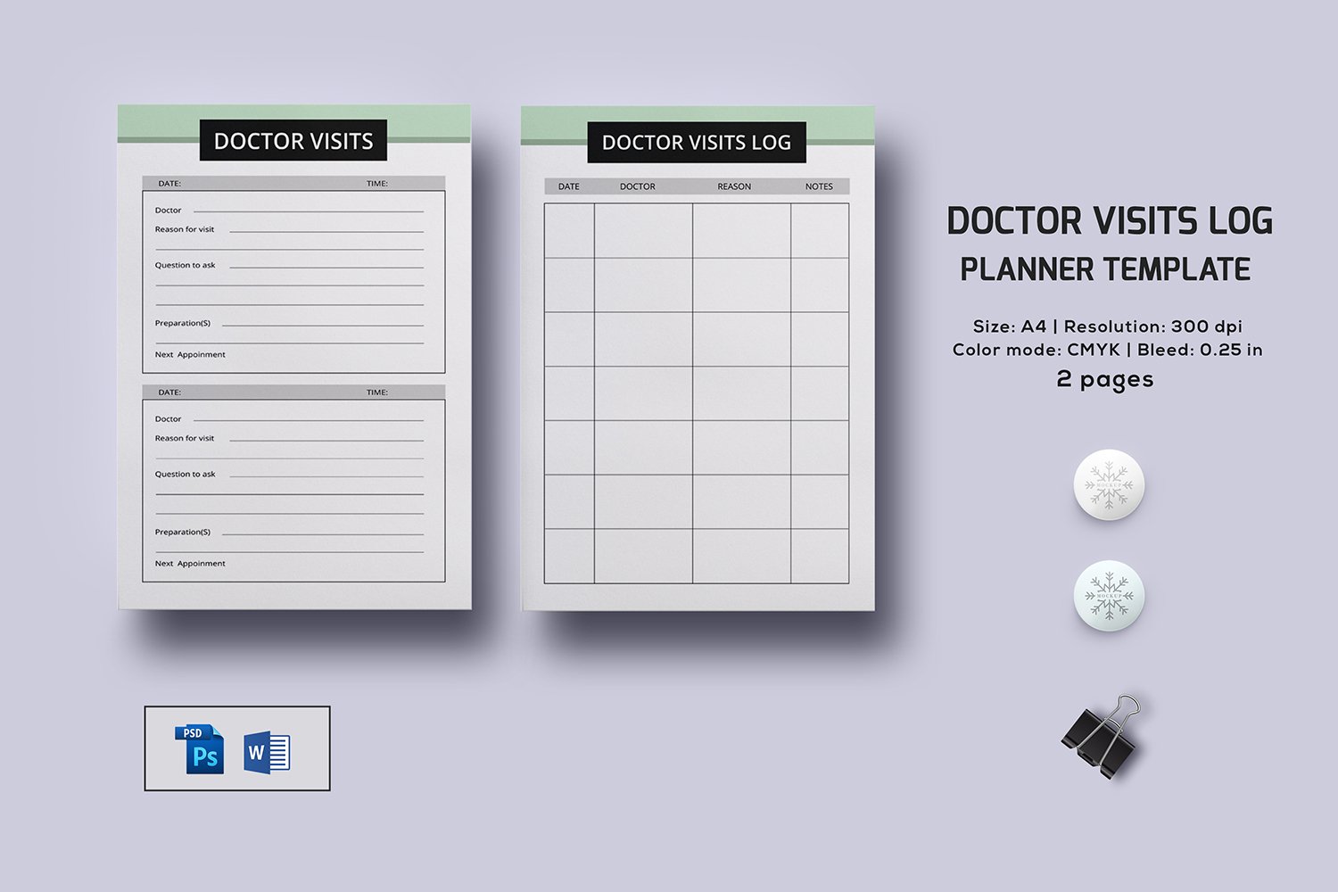 Doctor Visits Planner Insert , Doctor Appointment Tracker (556882 ...