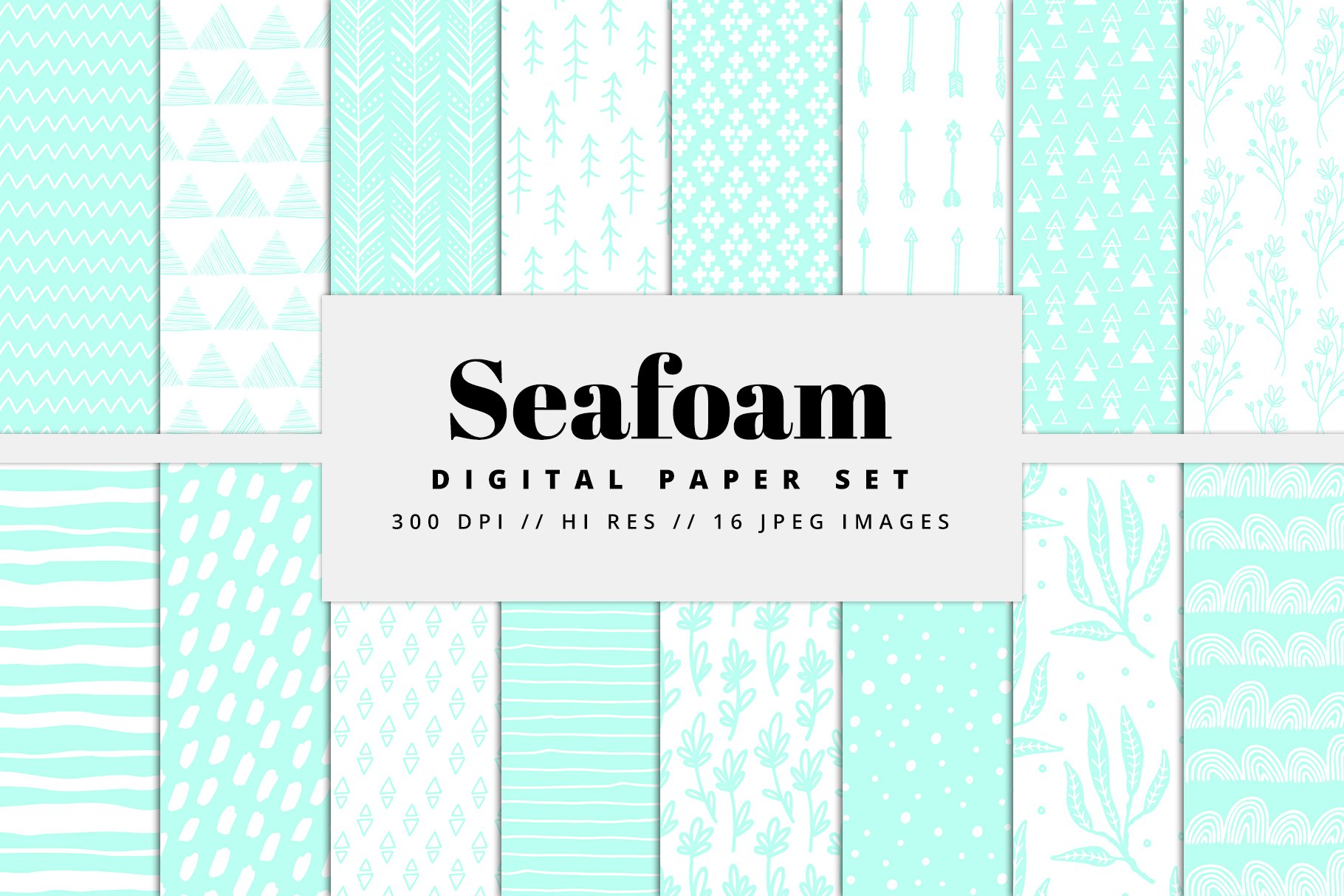 Seafoam Pastel Digital Paper Set (674737) | Patterns | Design Bundles