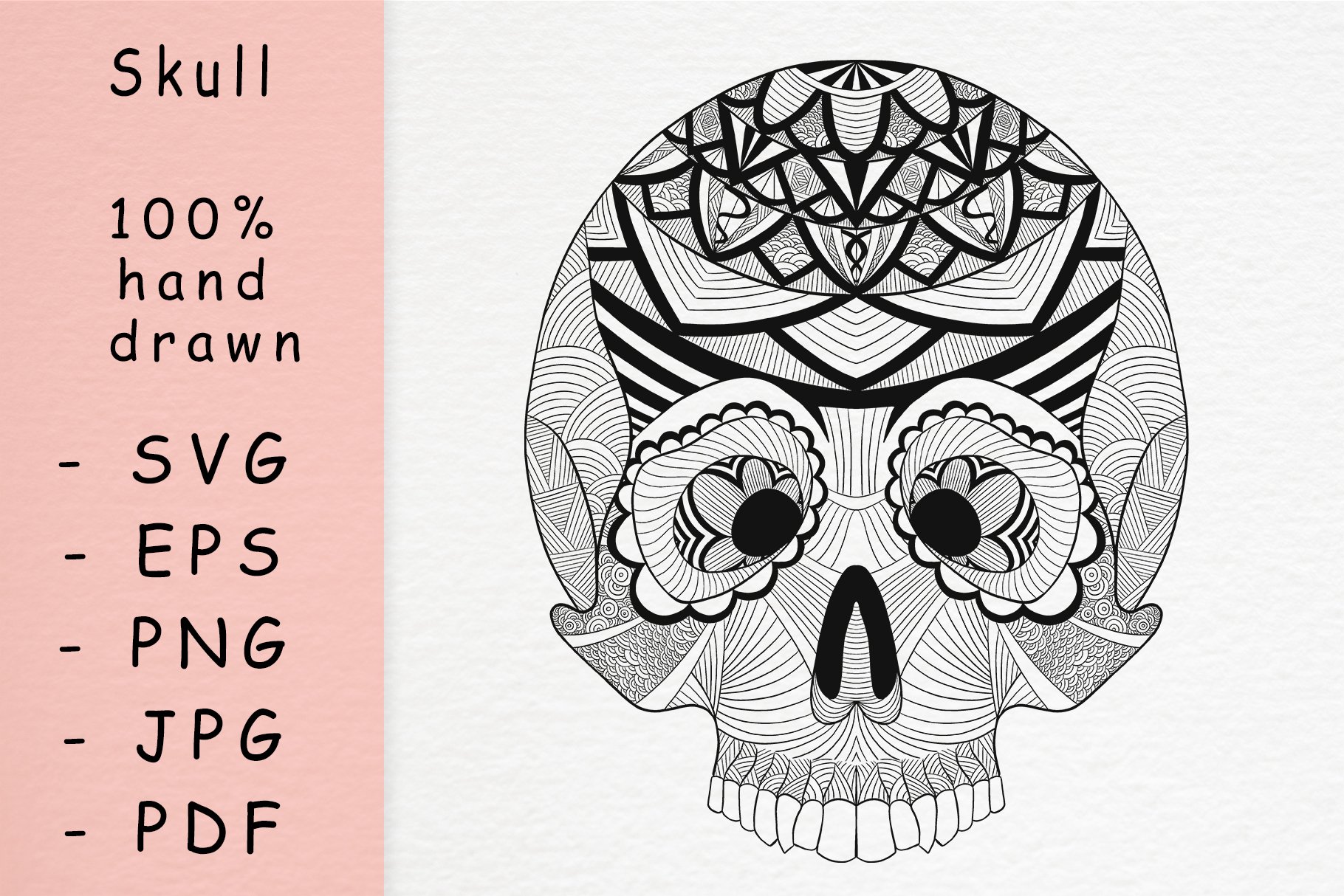 Hand drawn Skull with patterns