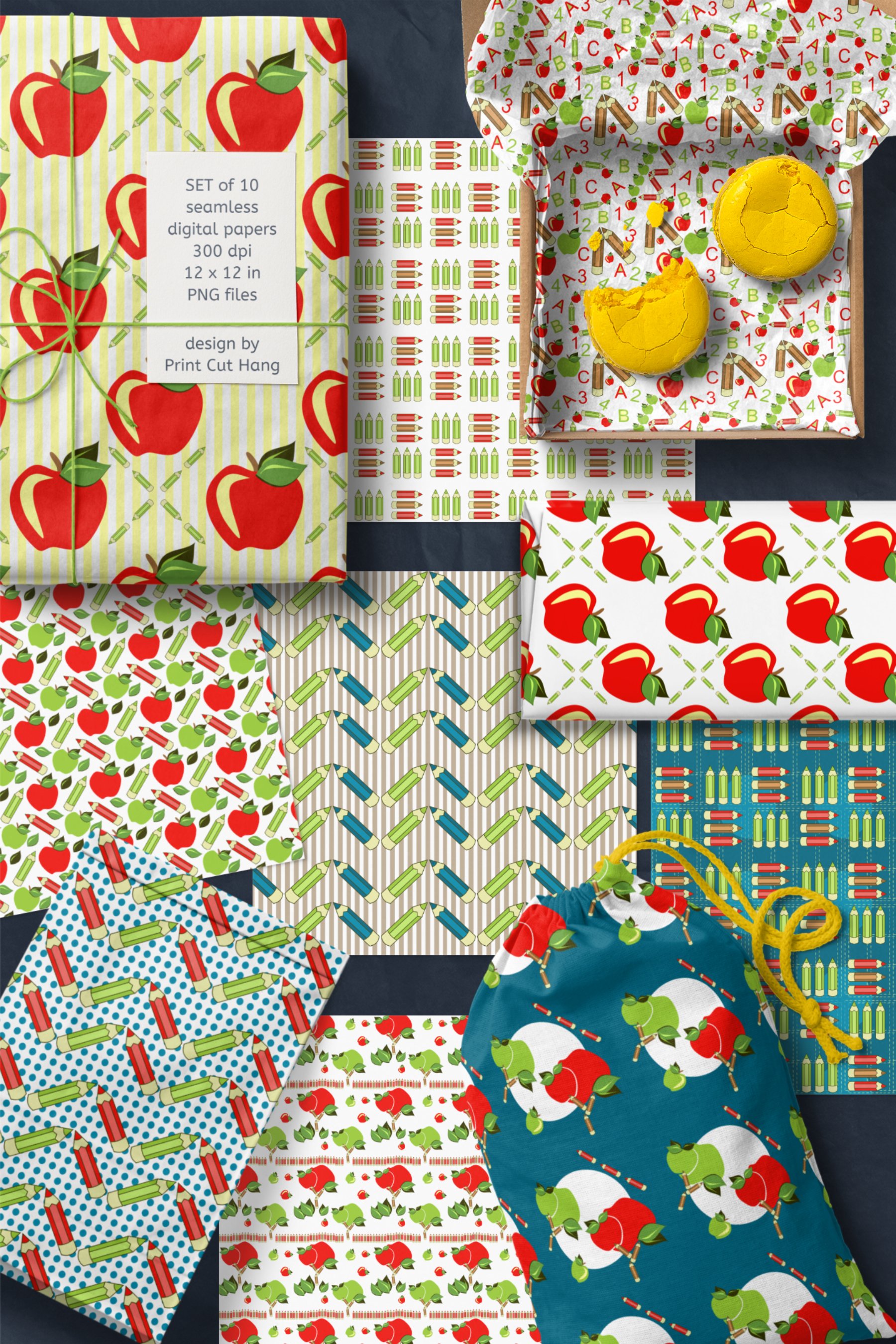 Pencils and Apples Back to School Digital Collage Sheets (293451 ...