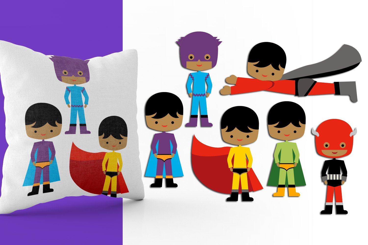 Black boy superhero illustrations (88793) | Illustrations | Design Bundles