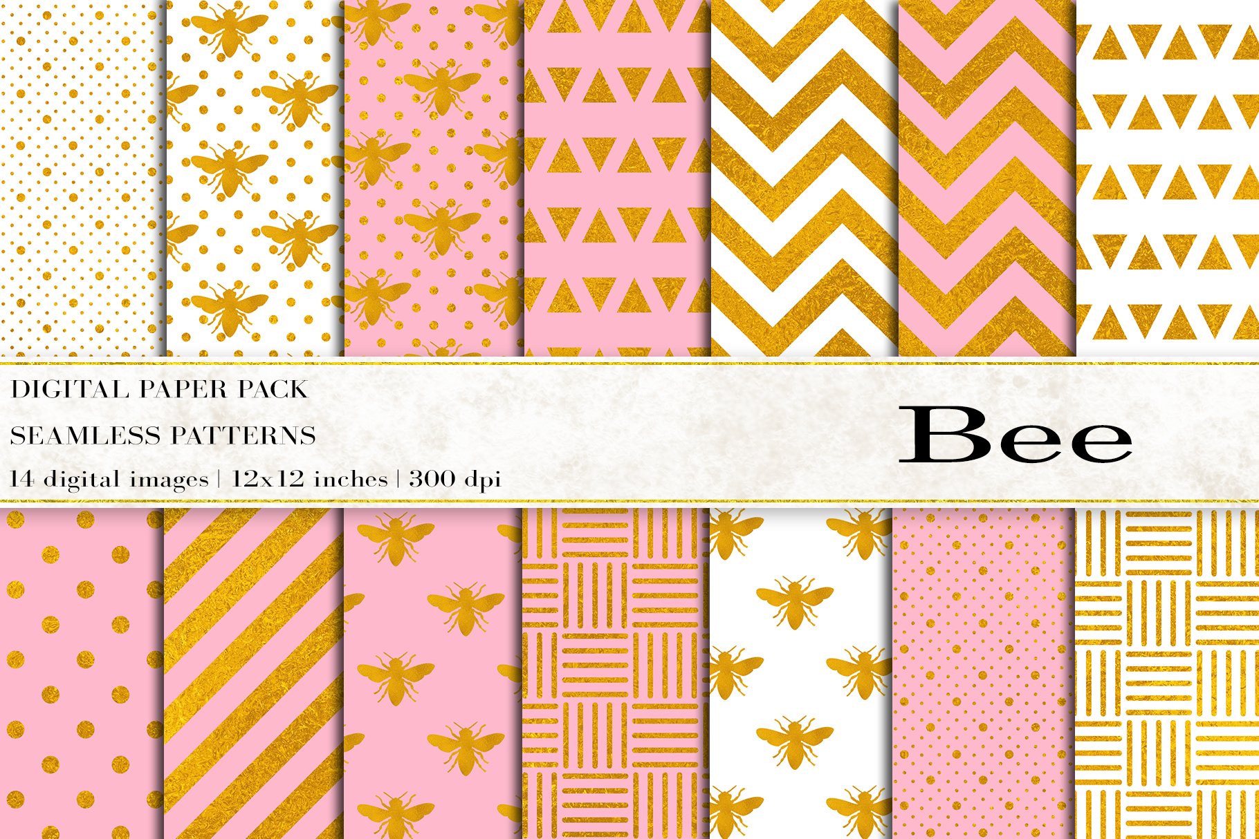 Bee Digital Papers, Bee Seamless Patterns (1182712) | Patterns | Design ...
