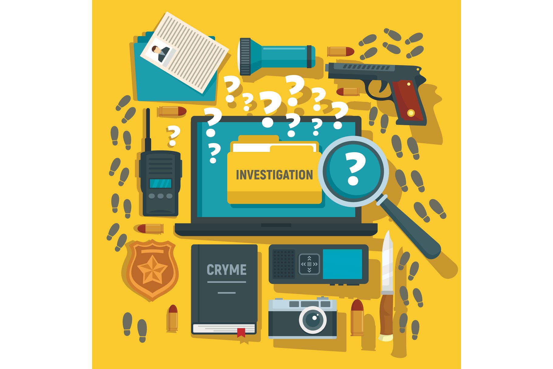 Crime investigation concept background, flat style (550022 ...
