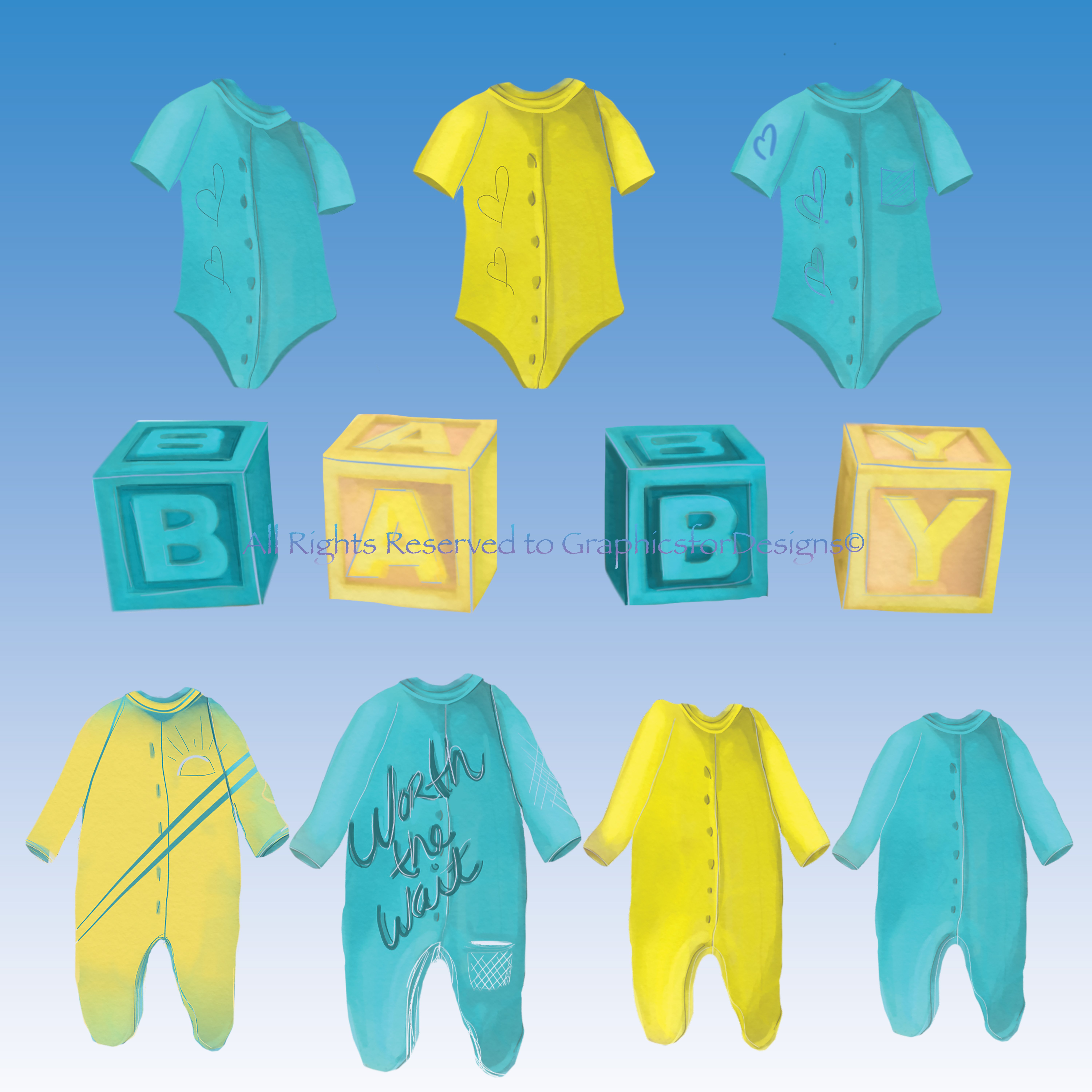 Unisex Baby Graphics (57986) | Illustrations | Design Bundles