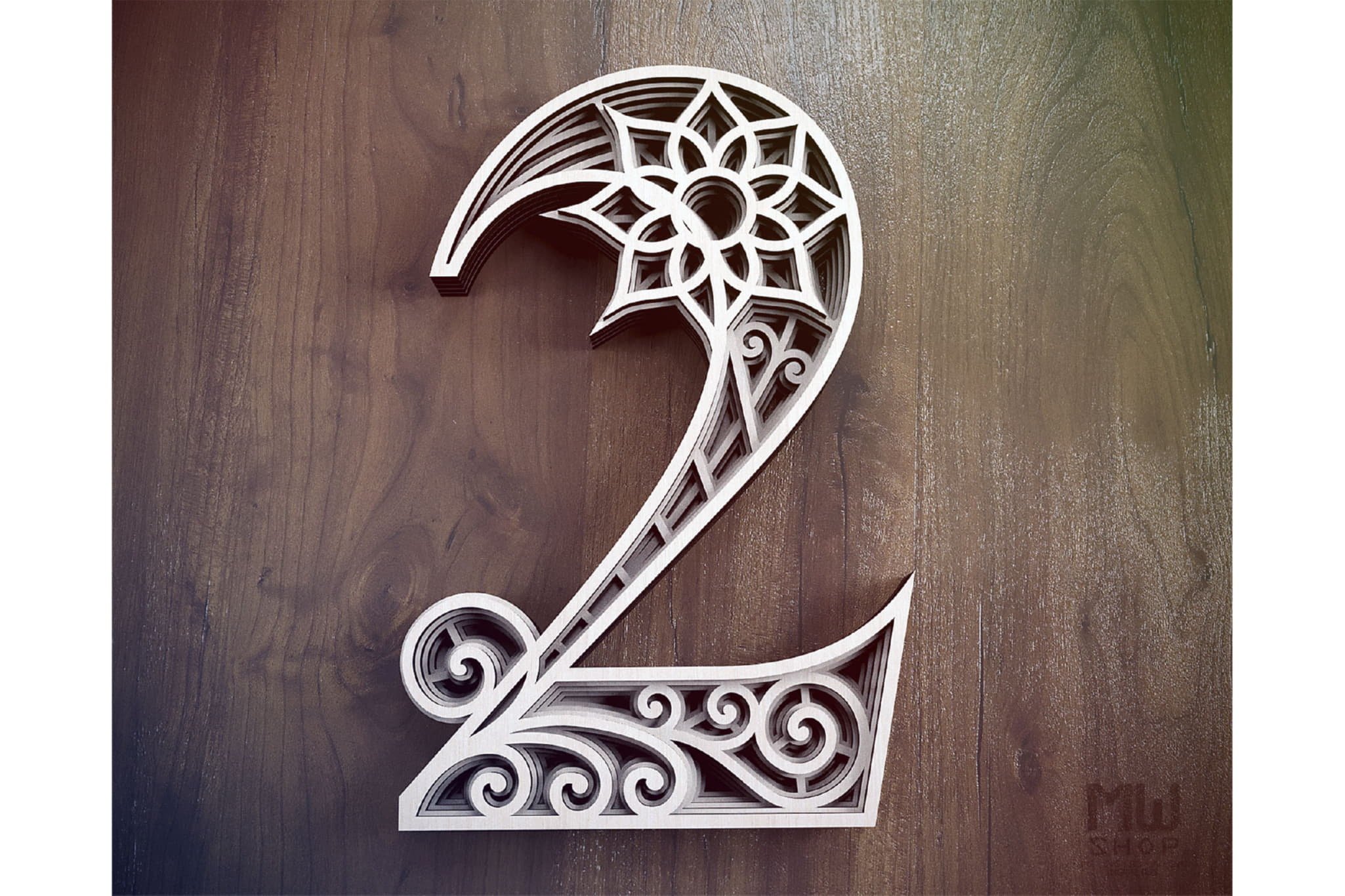 Layered Number 2, Multilayer Number 2 pattern, Number 2 SVG (579615 ...