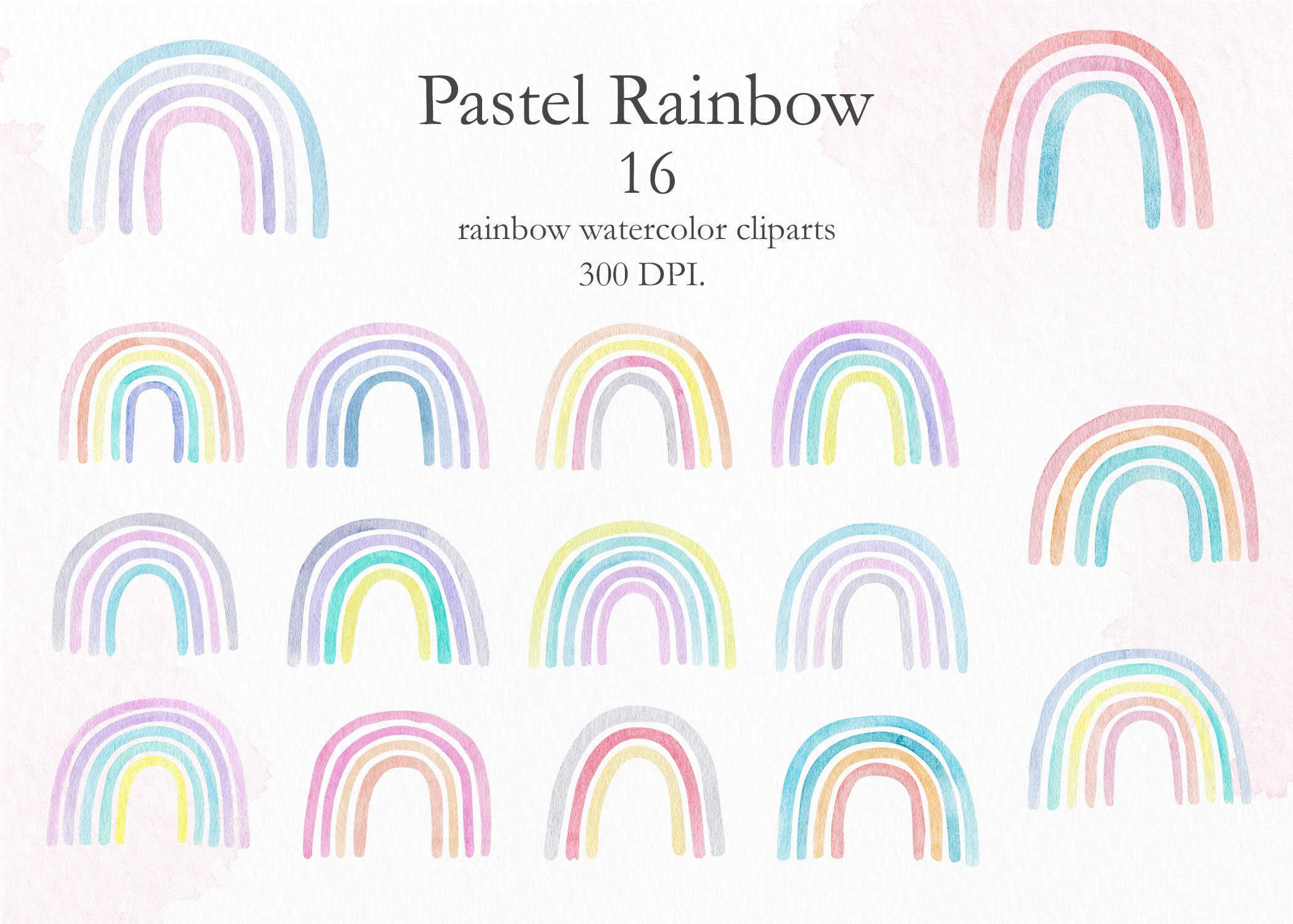 Watercolor Pastel Rainbow Collection (533071) | Illustrations | Design ...