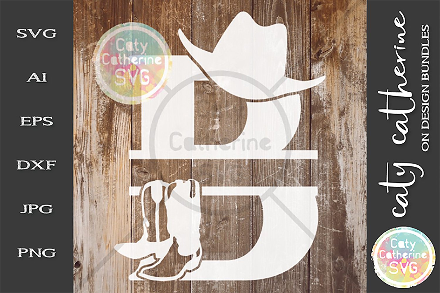 Letter B Cowboy Monogram SVG Includes Cowboy Boots
