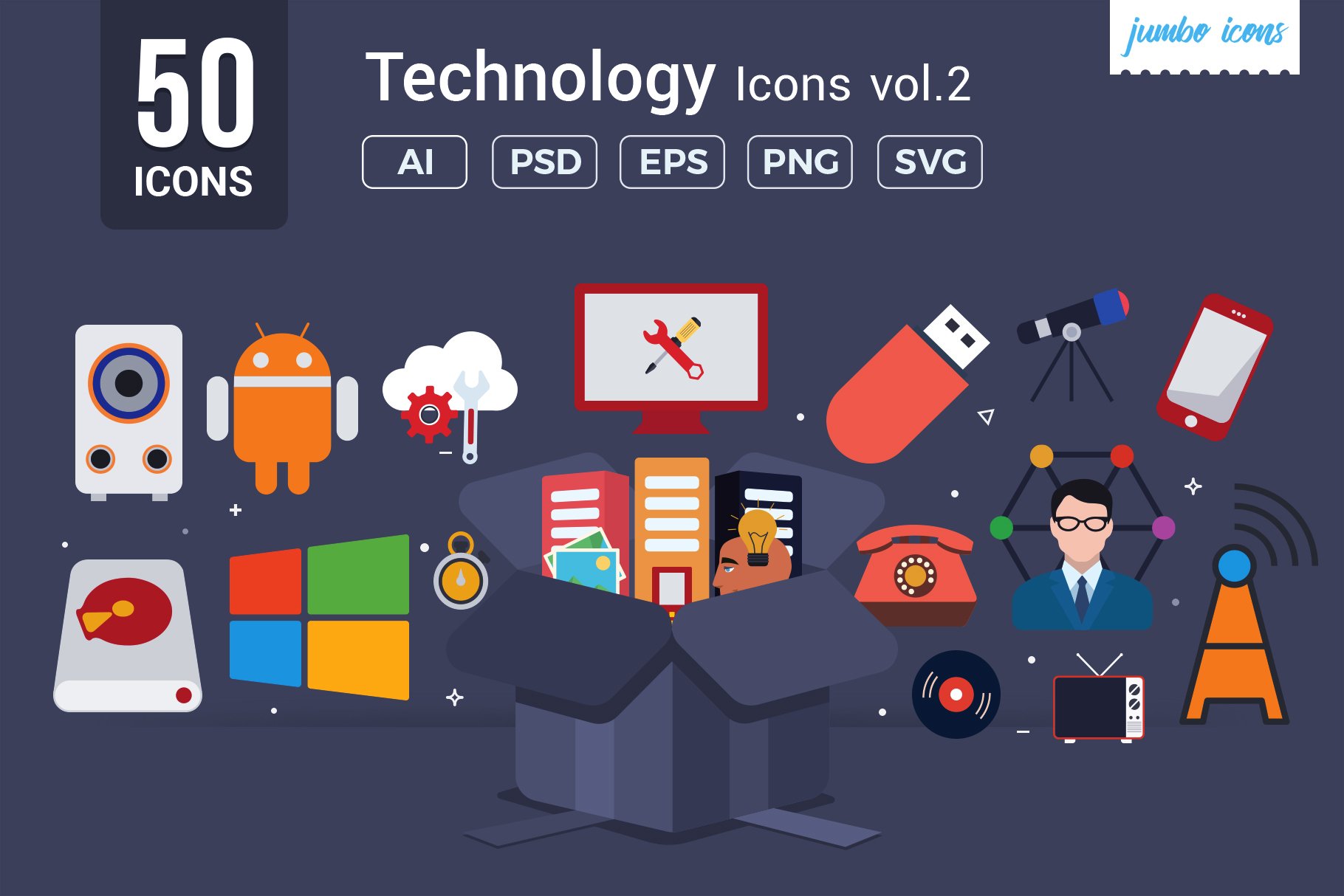 Flat Vector Icons Technology Pack V2 (407862) | Icons | Design Bundles