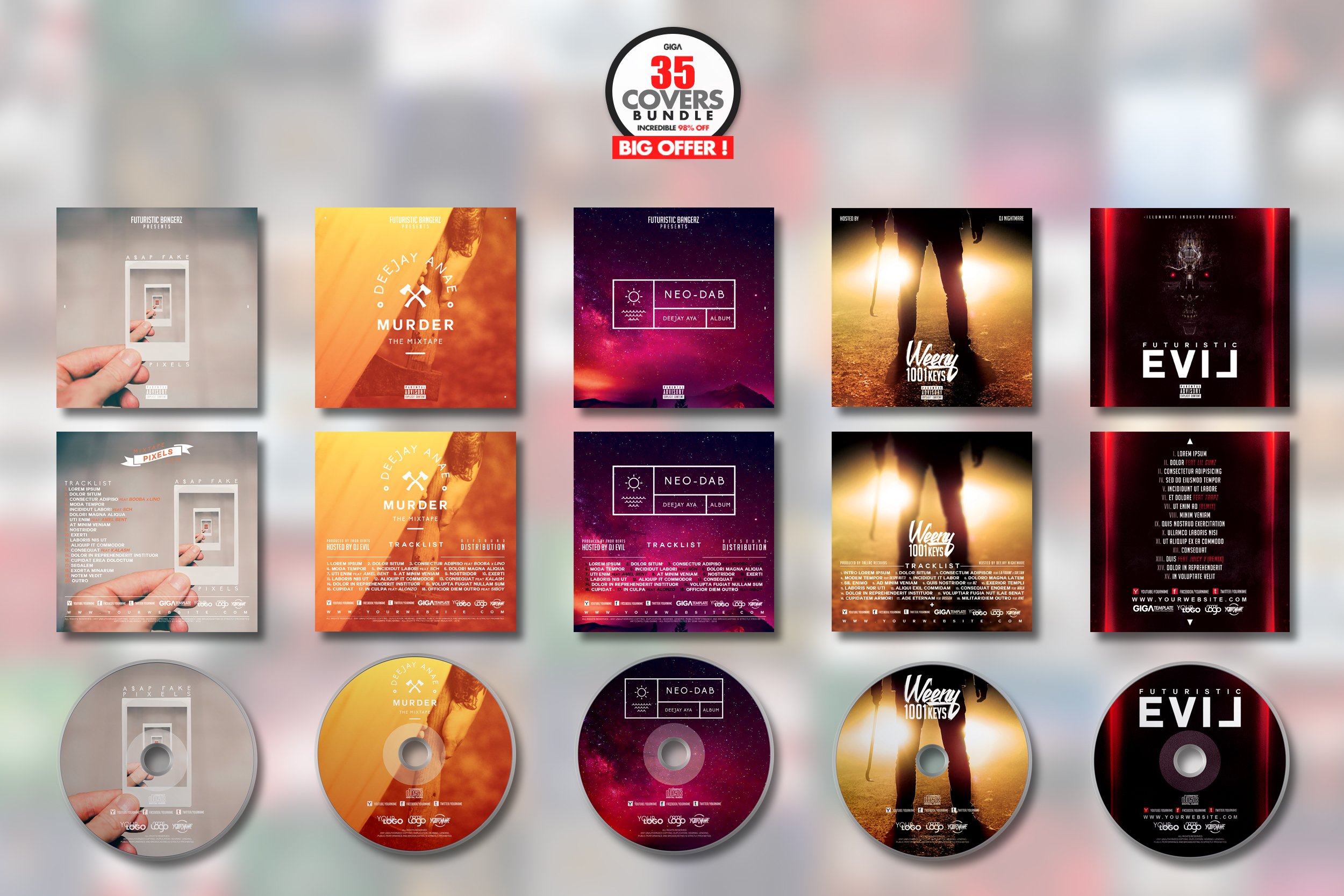 35 CD Cover Templates | 98% Off (25645) | Flyers | Design Bundles