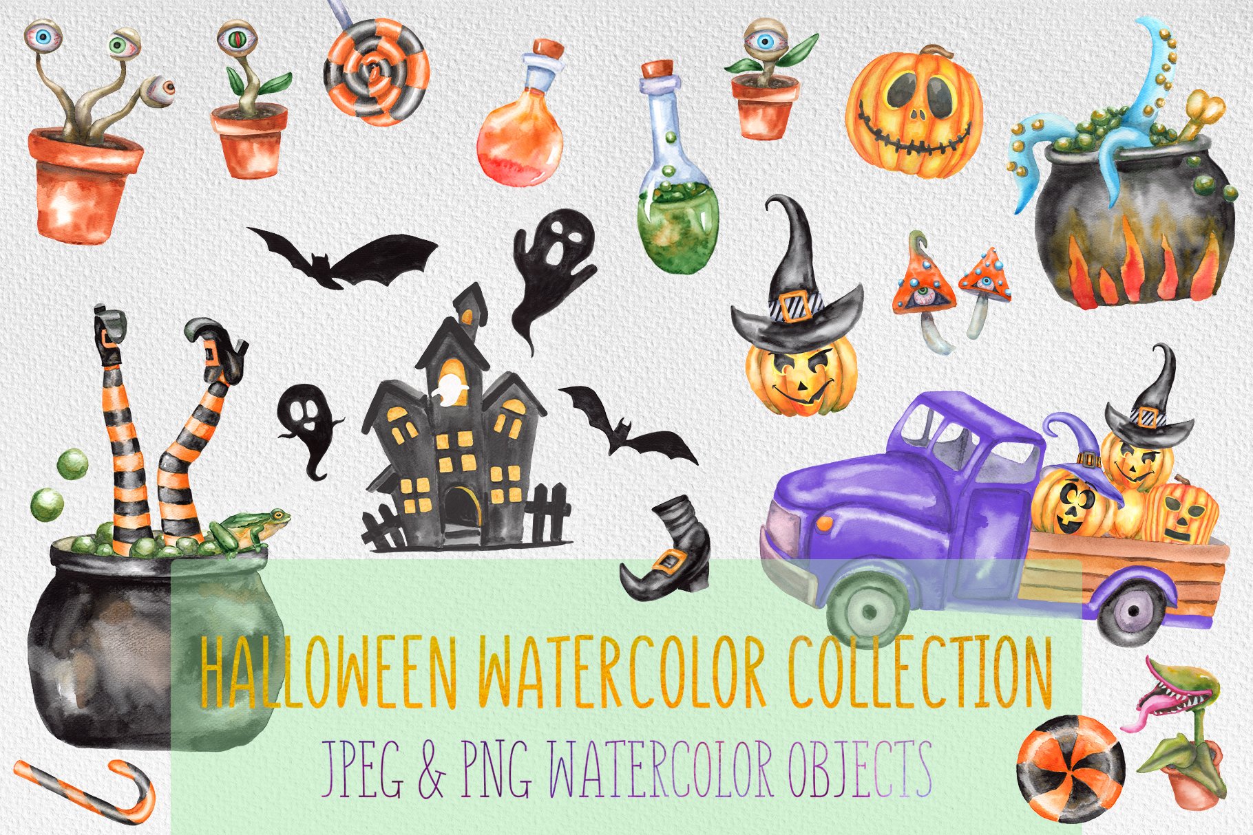 Watercolor Halloween set (357538) | Illustrations | Design Bundles