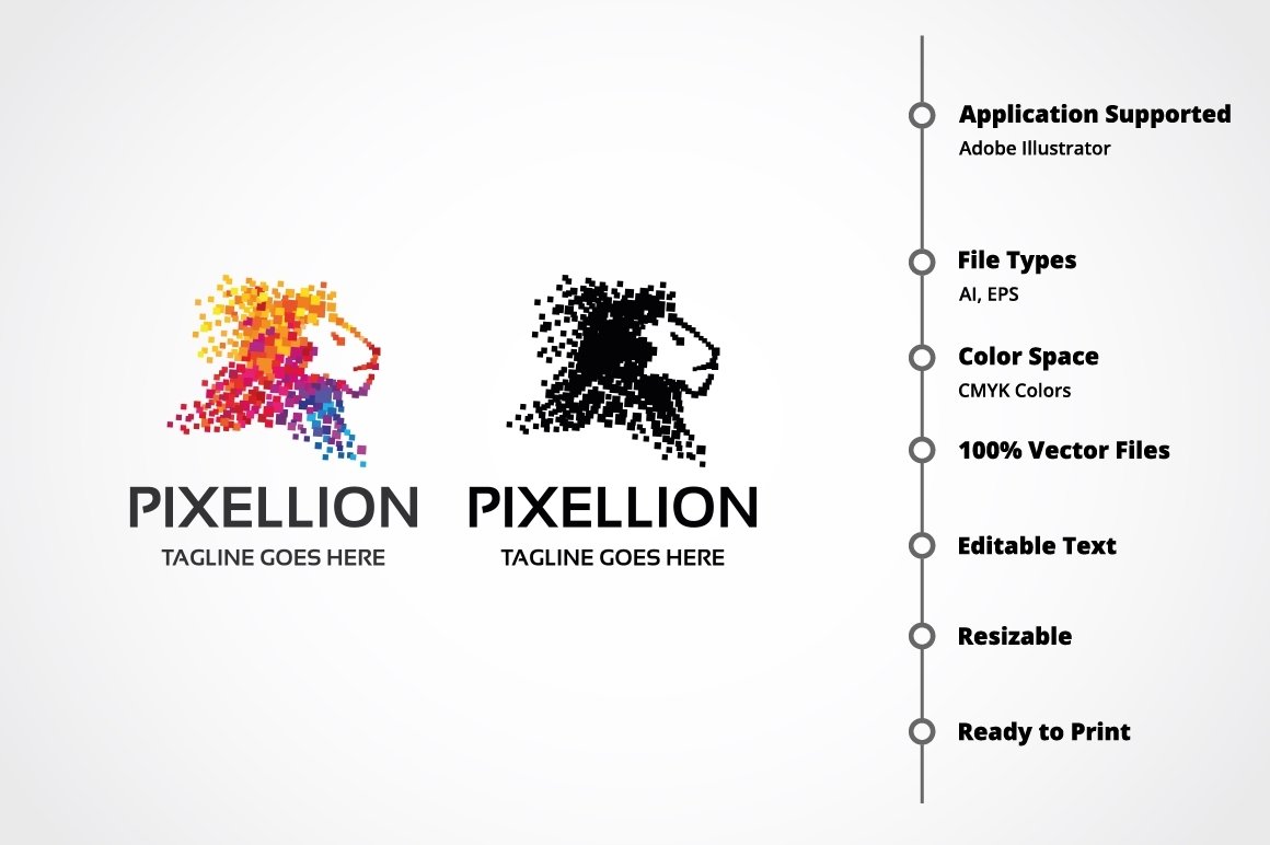 Pixel Lion Logo (659060) | Logos | Design Bundles
