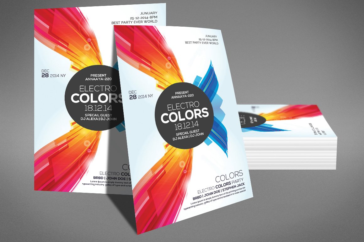 Electro Colors Club Flyer (452146) | Flyers | Design Bundles