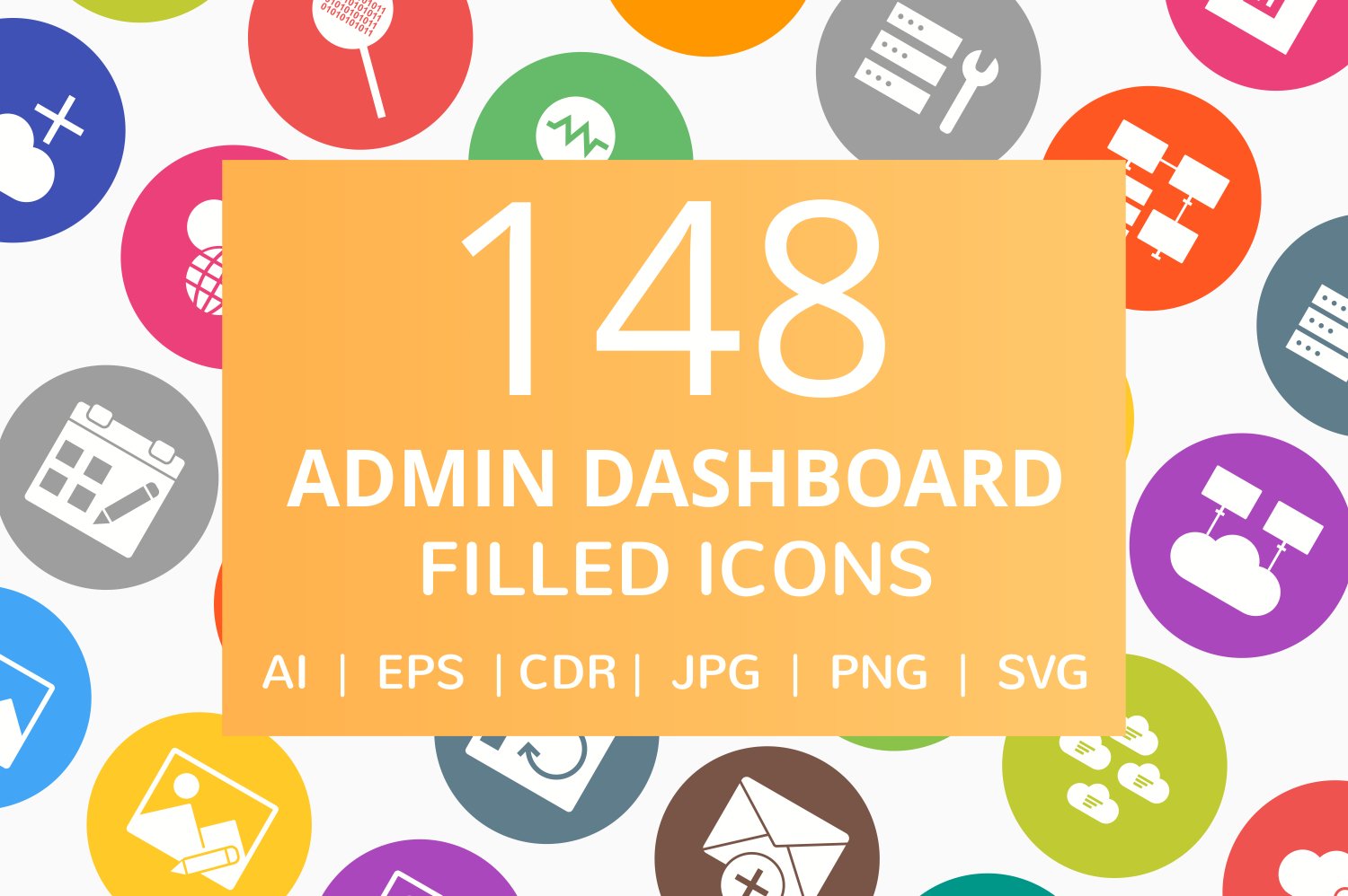 148 Admin Dashboard Filled Round Icons (85903) | Icons | Design Bundles