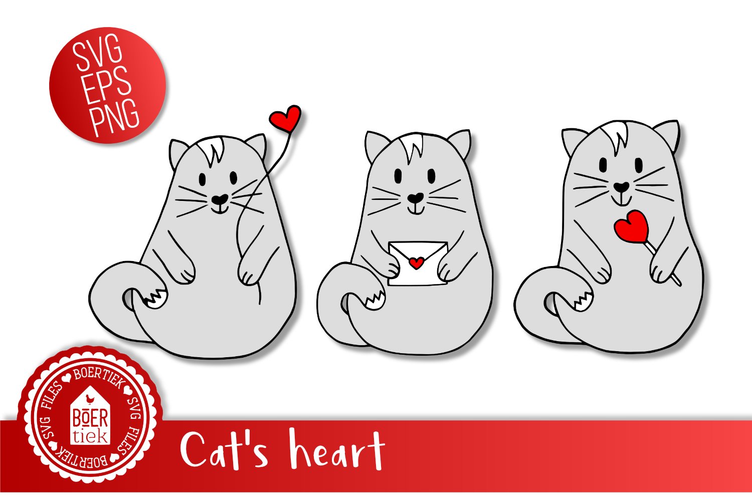 Cat's heart, three cat's, SVG cutting file