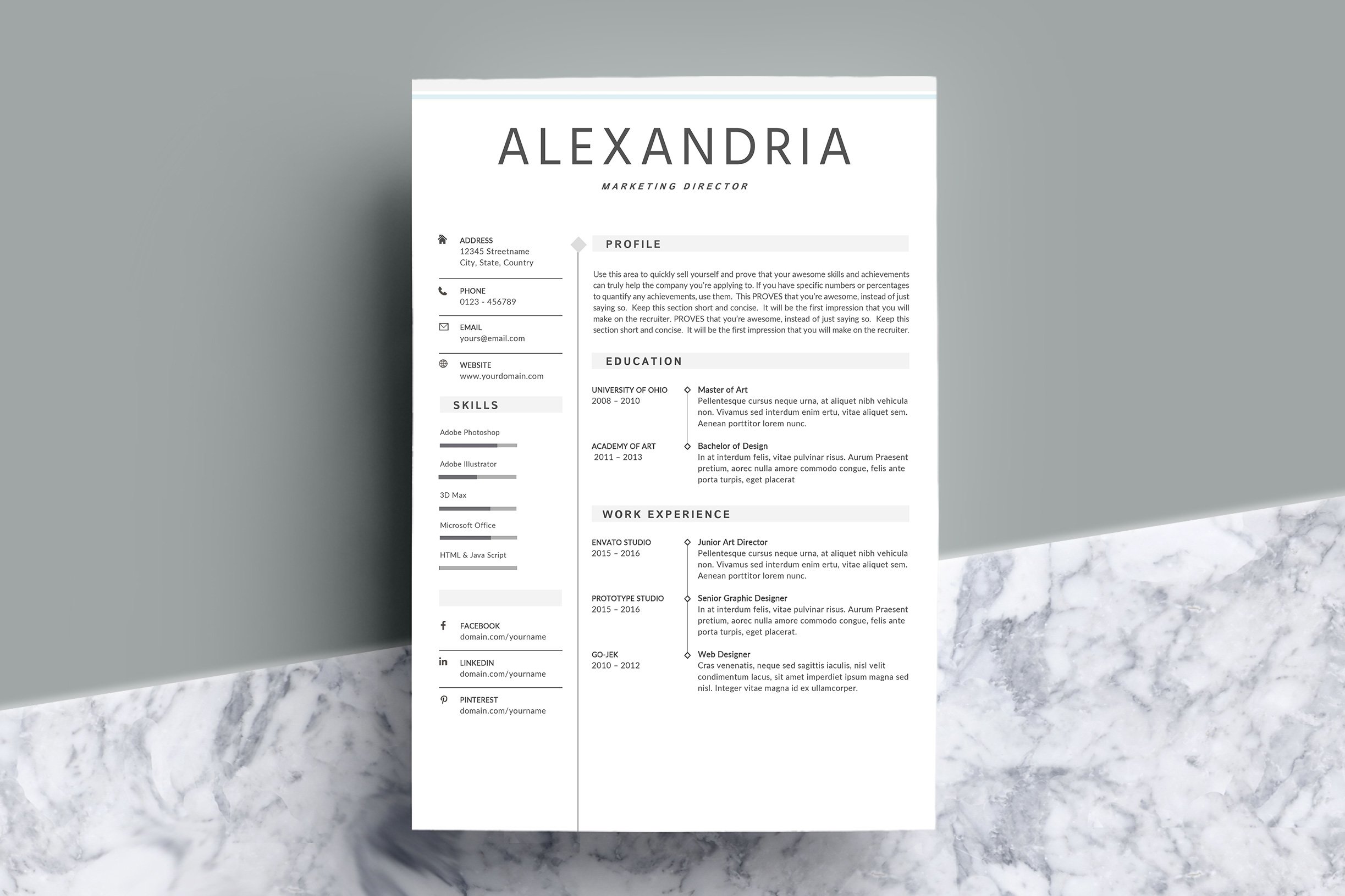 Minimalist Resume Template (108730) | Resume Templates | Design Bundles