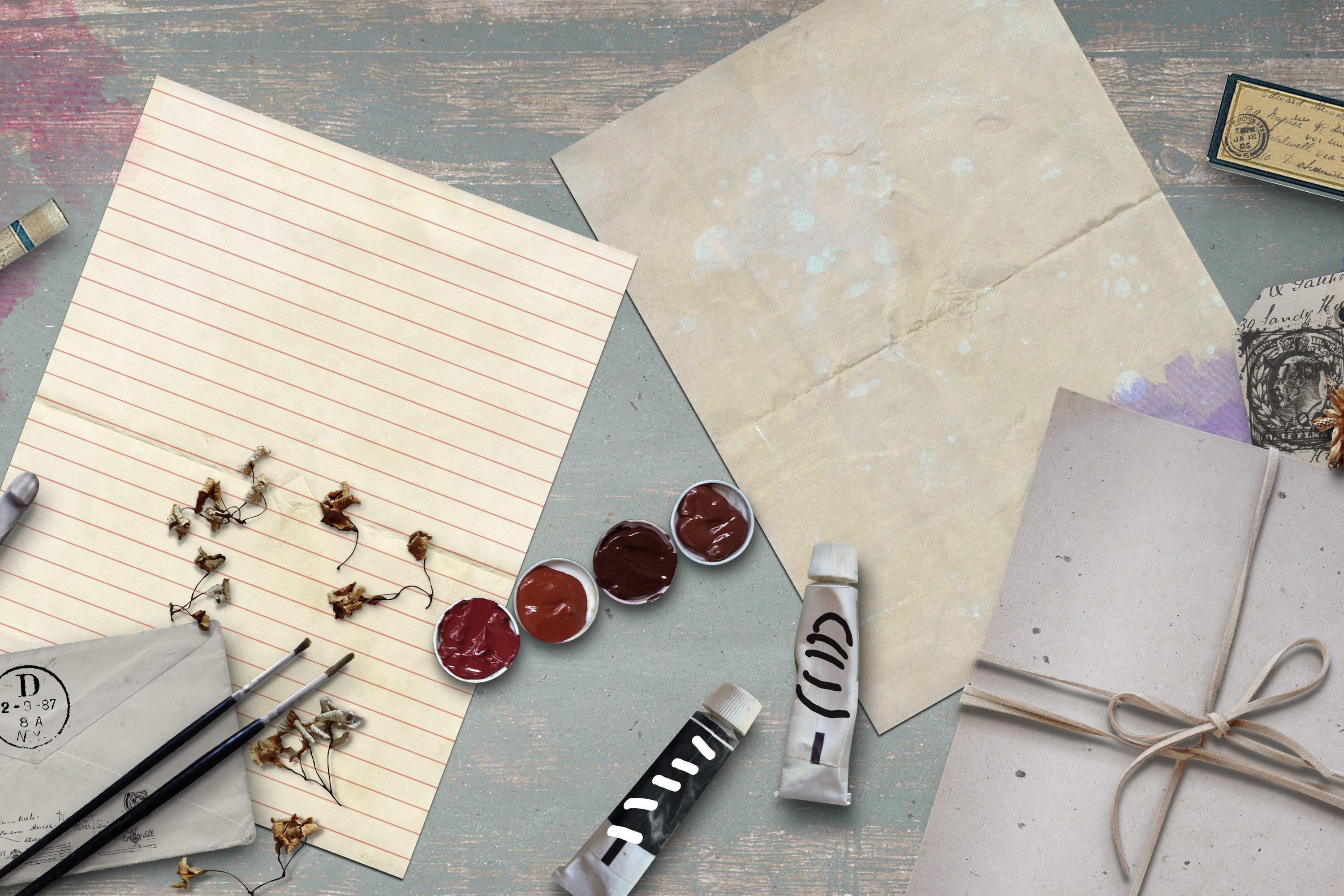 30 Folded Crumpled Antique Vintage Old Papers 8.5x11 Vol.3 (564354 ...