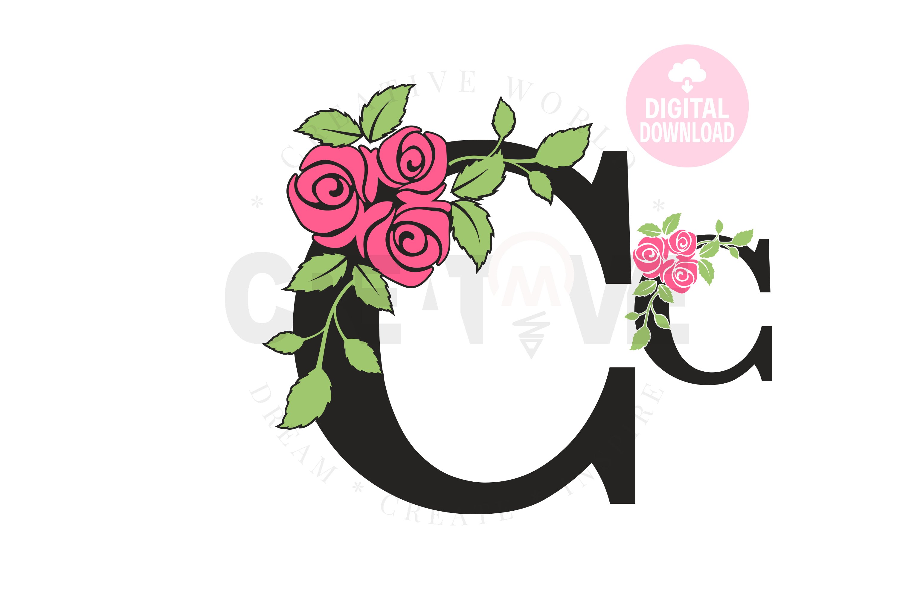 Letter C Rose Floral Alphabet SVG | Flower Alphabet SVG (578754) | Cut ...