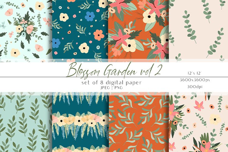 Spring Digital Paper Set - Summer Backgrounds (1235595) | Patterns ...