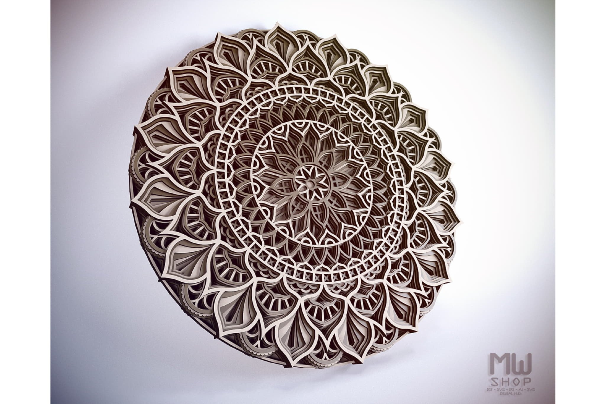 M60 - Circular Mandala DXF file, Multilayer Mandala Pattern (586787 ...