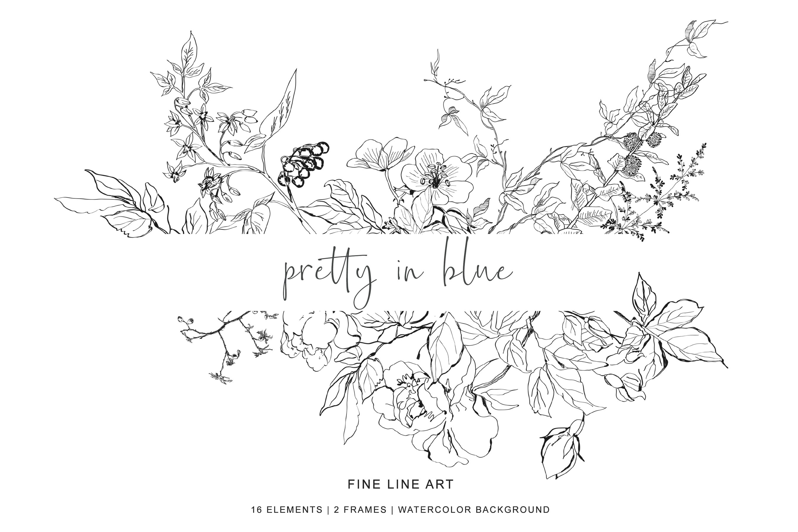 Hand Drawn Fine Line Clip Art (163580) | Illustrations | Design Bundles