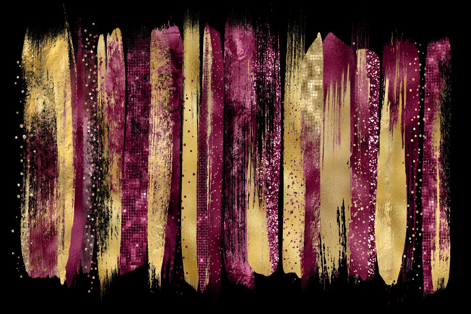 Burgundy and Gold Brush Strokes Clipart (463574) | Patterns | Design ...