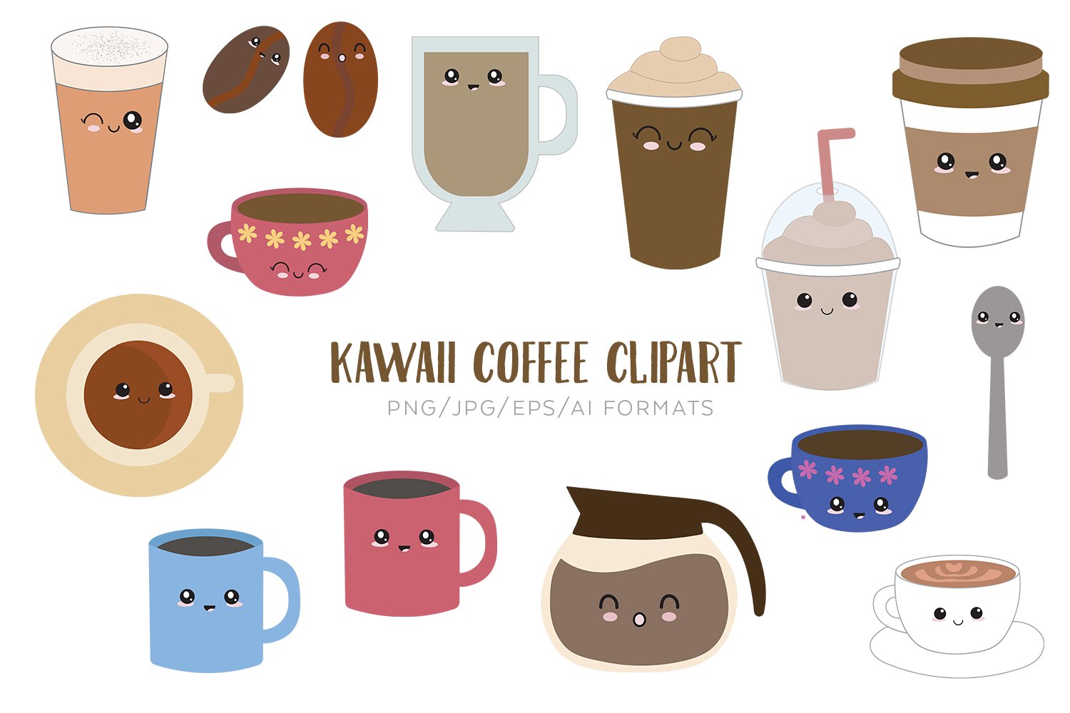 Kawaii Coffee Vector Clipart