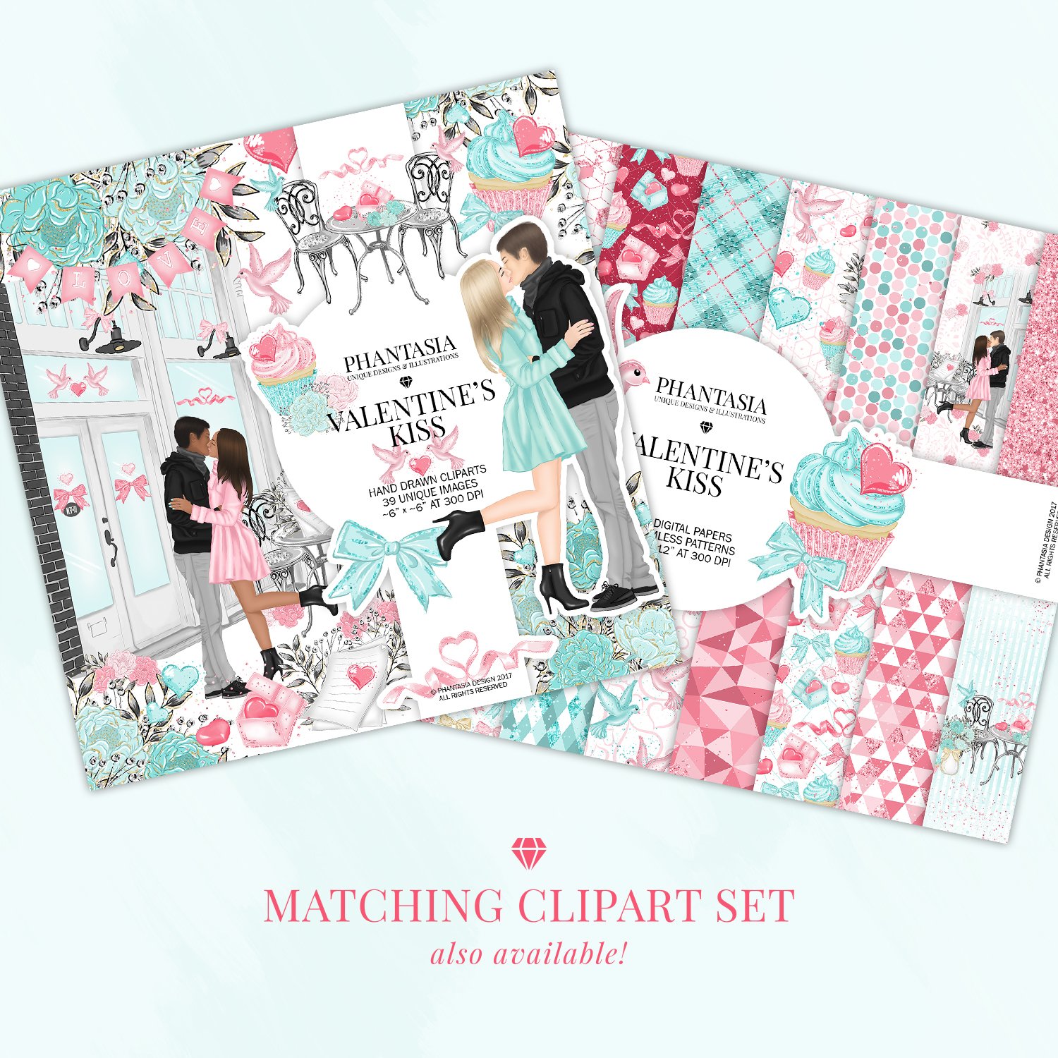 Valentines Day Digital Paper Pack (278526) | Patterns | Design Bundles