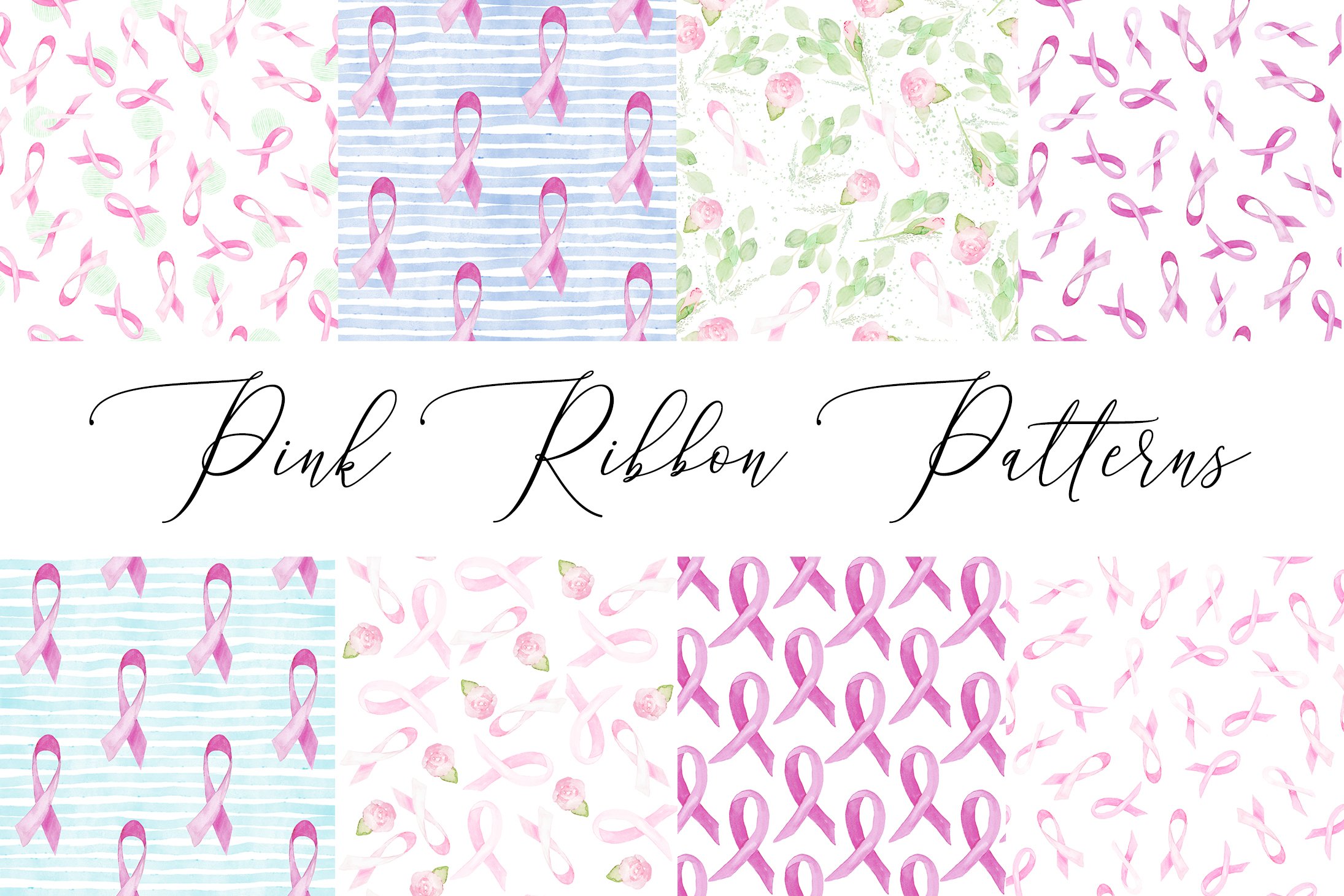 Pink Ribbon Digital Patterns Breast Cancer Awareness Papers (277425 ...