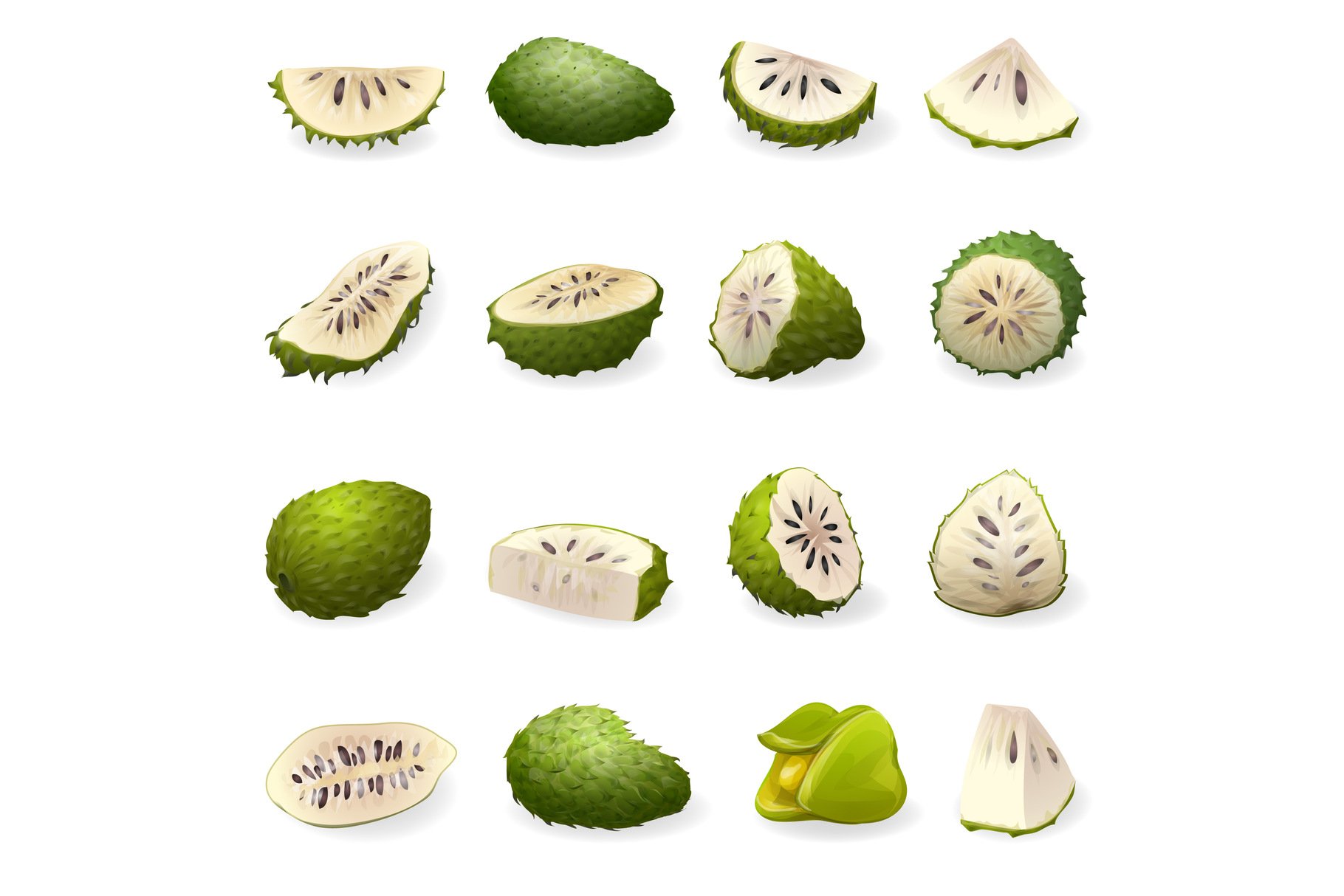 Soursop icons set cartoon vector. Annona muricata (1789172) | Icons ...