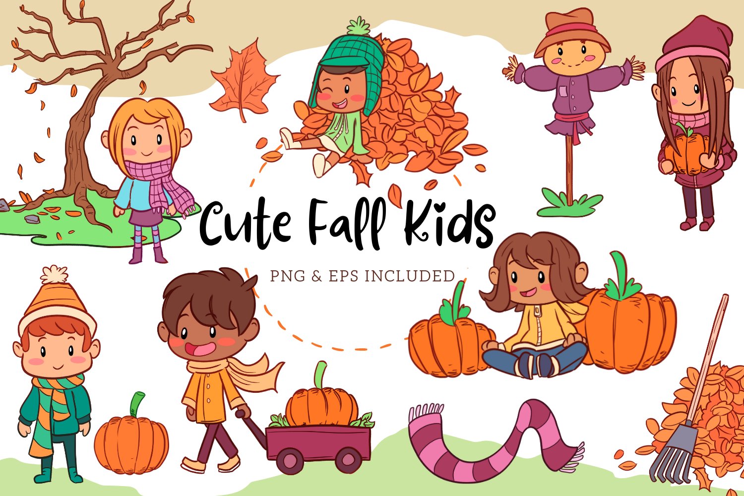 Cute Fall Kids Illustrations