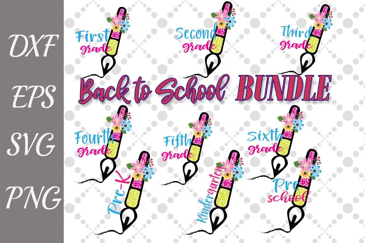 Back to School Bundle Svg, BUNDLE SCHOOL SVG, Pen Flowers