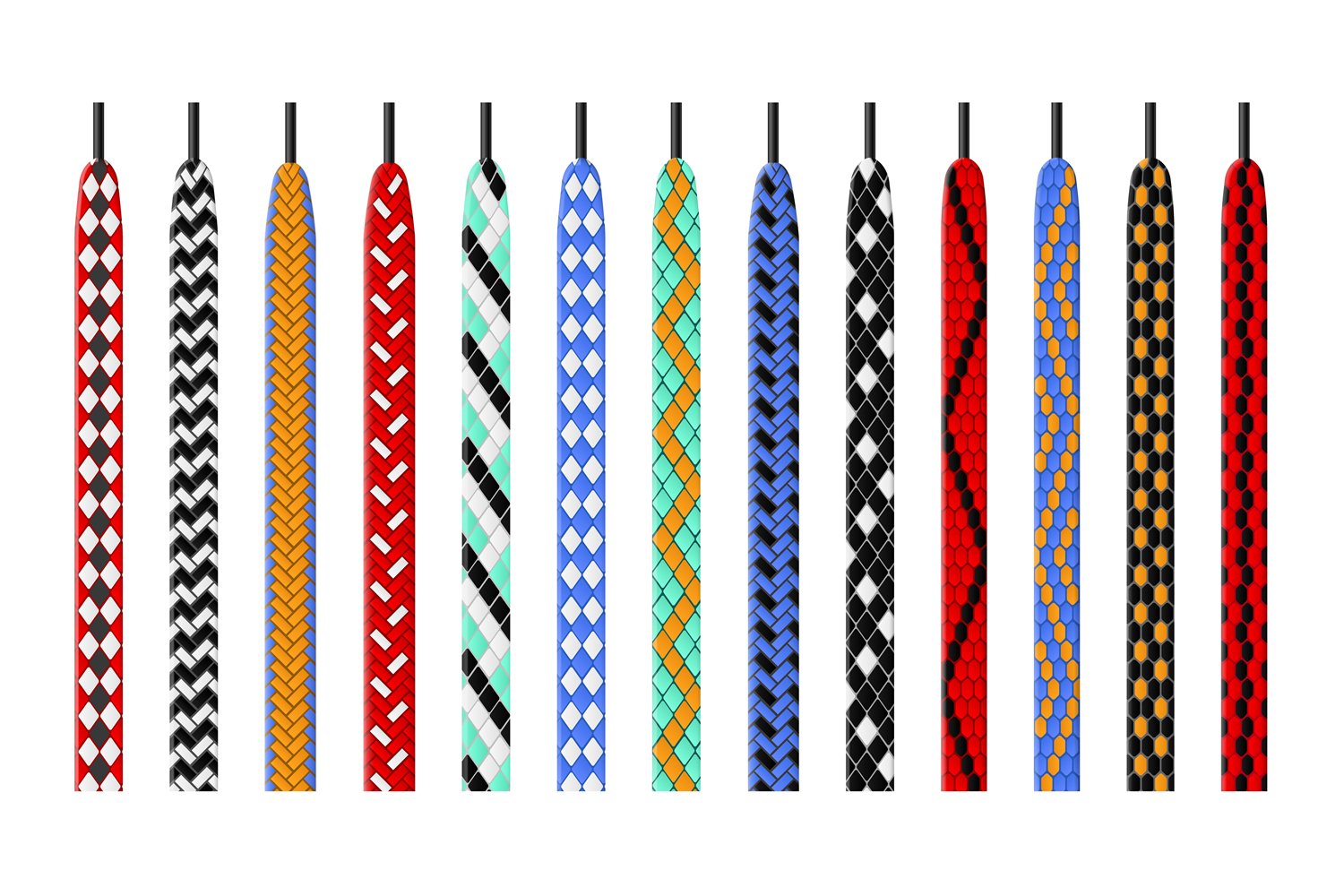 Patterned shoelace. Combined color options ties, shoes ropes (1286584 ...